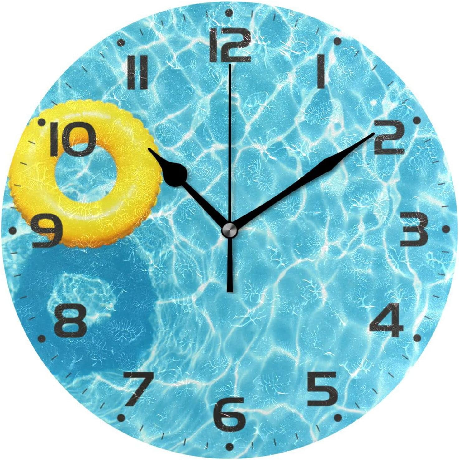 GZHJMY Blue Swimming Pool Wall Clock, PVC Silent Non Ticking 10 Inch ...