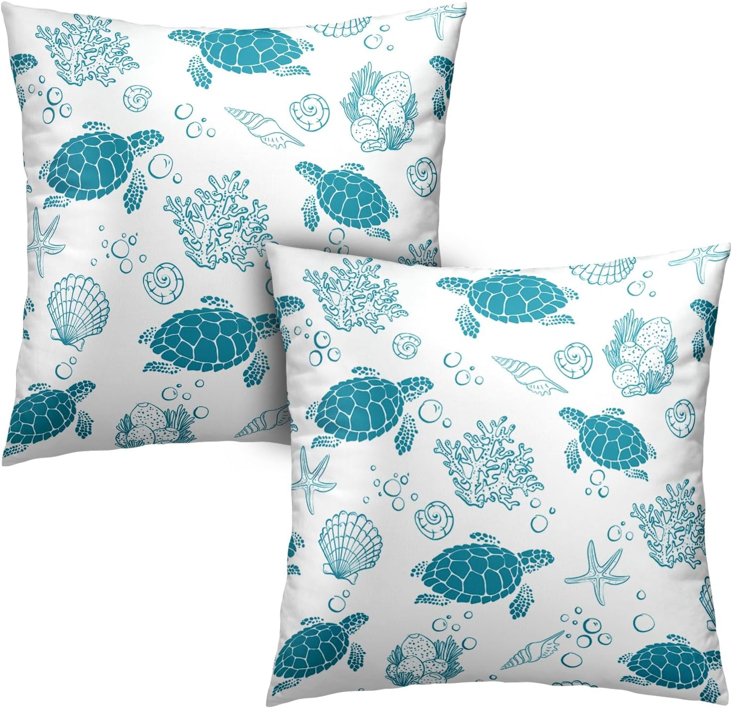 GZHJMY Blue Turtle Throw Pillow Covers 18x18 Set of 2 Coastal Themed ...