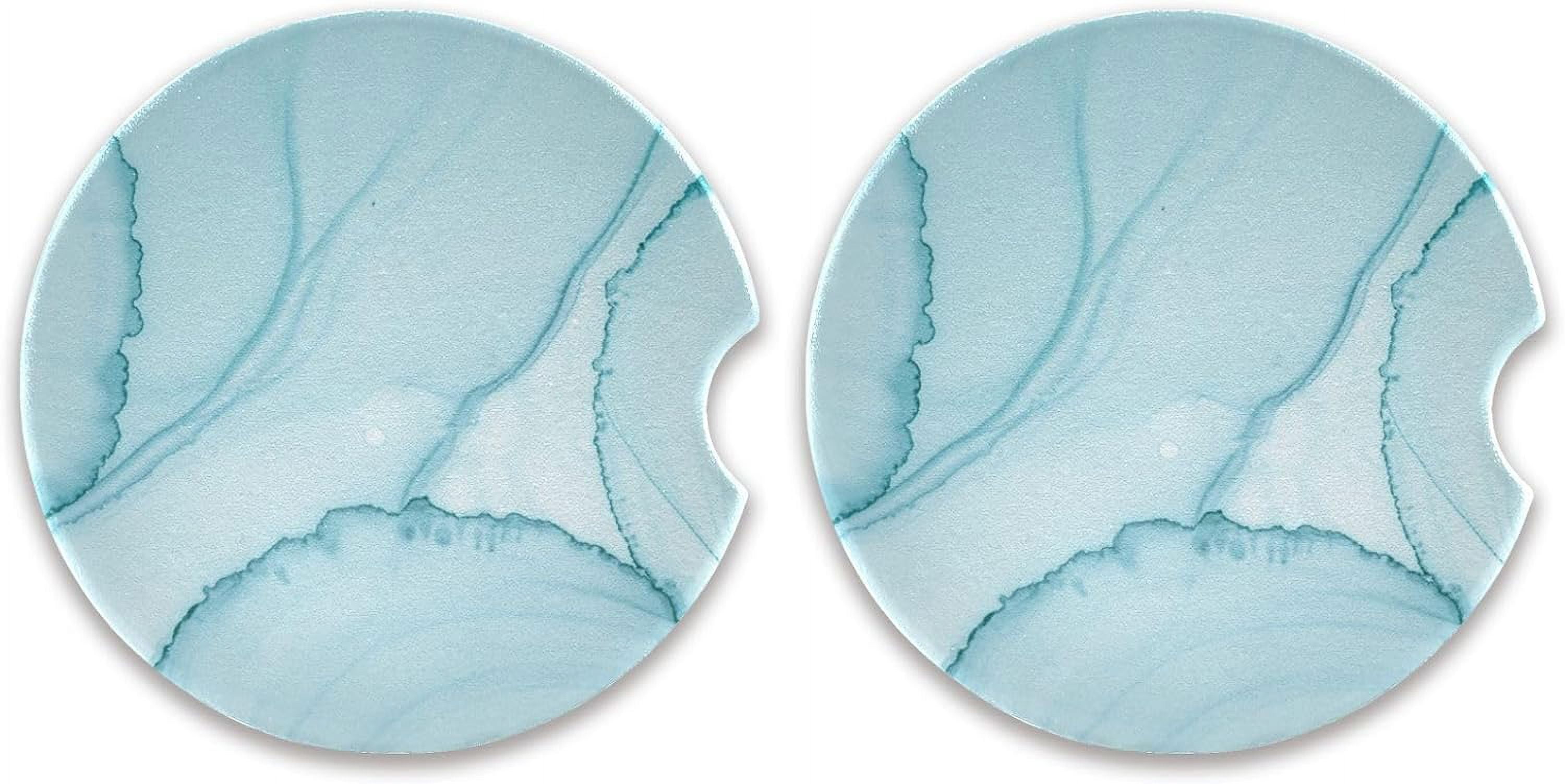 GZHJMY Blue Wave Marble Car Coasters 2 Pack Drinks Absorbent Ceramic ...
