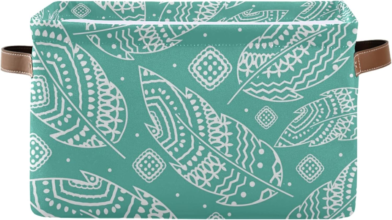 GZHJMY Bohemian Feathers Green Print Foldable Storage Bin Bedroom ...