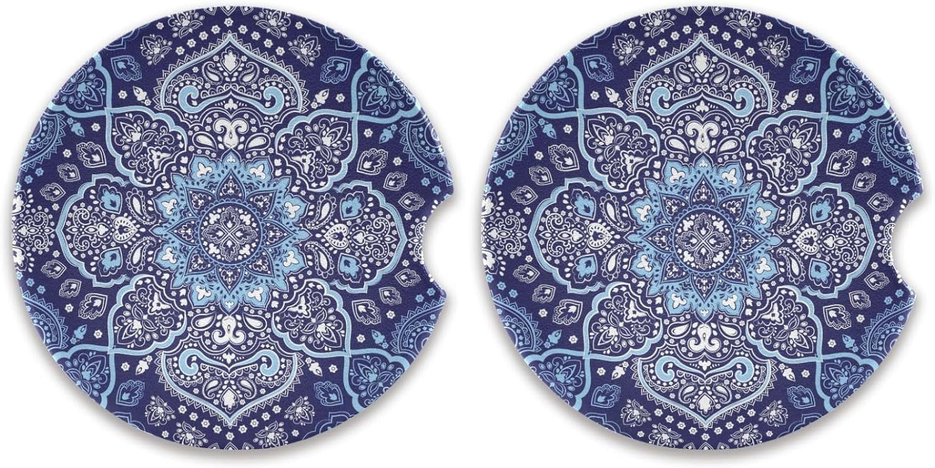 GZHJMY Bohemian Style Car Coasters, 2 Pack Drinks Absorbent Ceramic ...