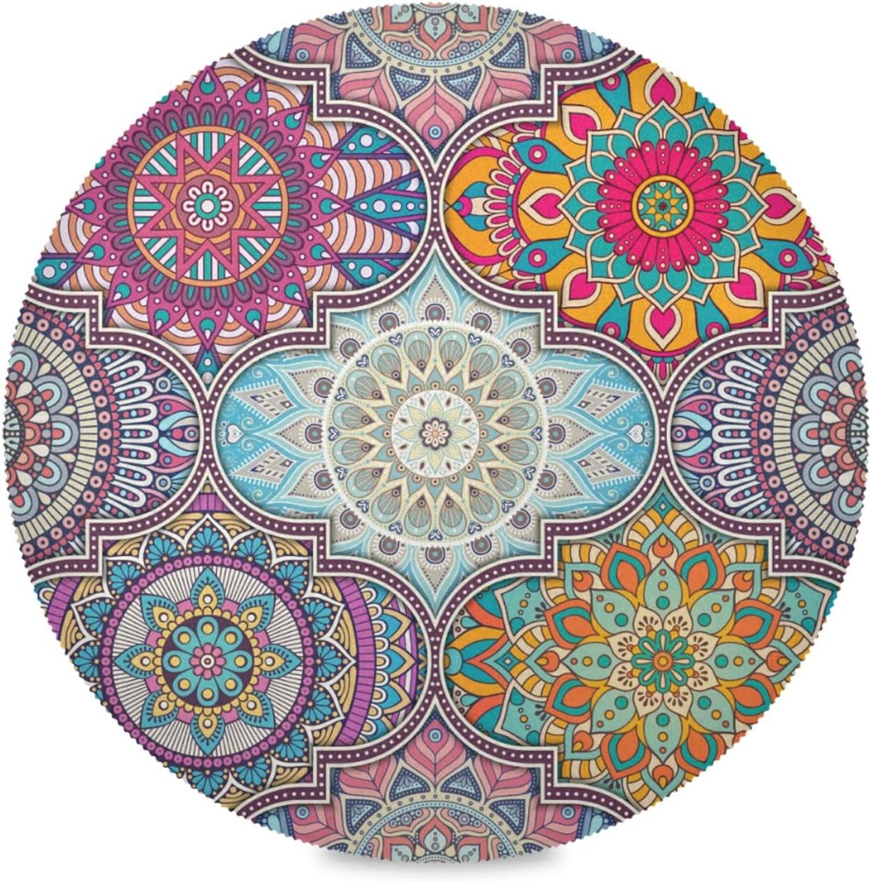 GZHJMY Boho Mandala Round Placemats for Dining Table, Non-Slip Heat ...