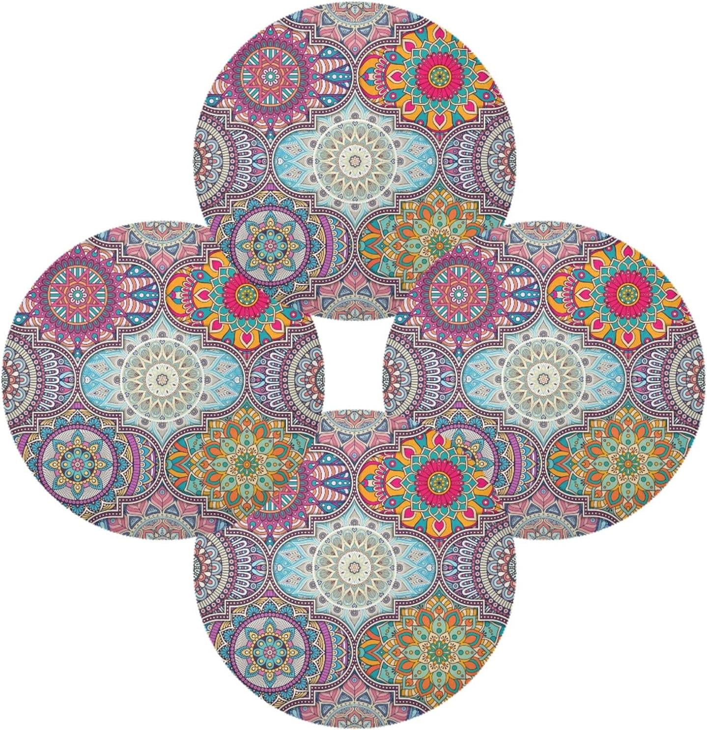 GZHJMY Boho Mandala Round Placemats for Dining Table, Non-Slip Heat ...