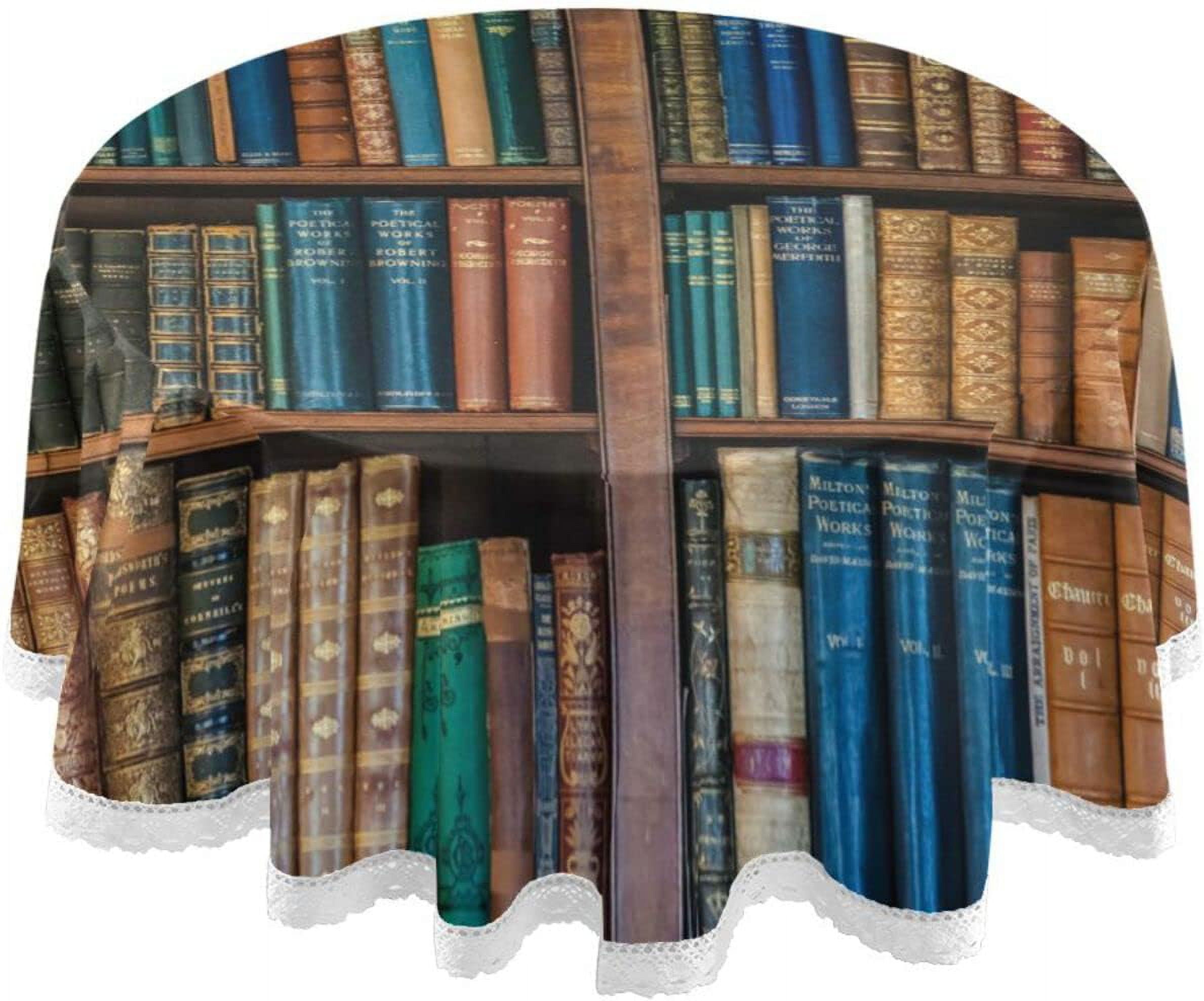 GZHJMY Bookshelf Plaid Polyester Fiber Round Lace Tablecloth, Delicate ...