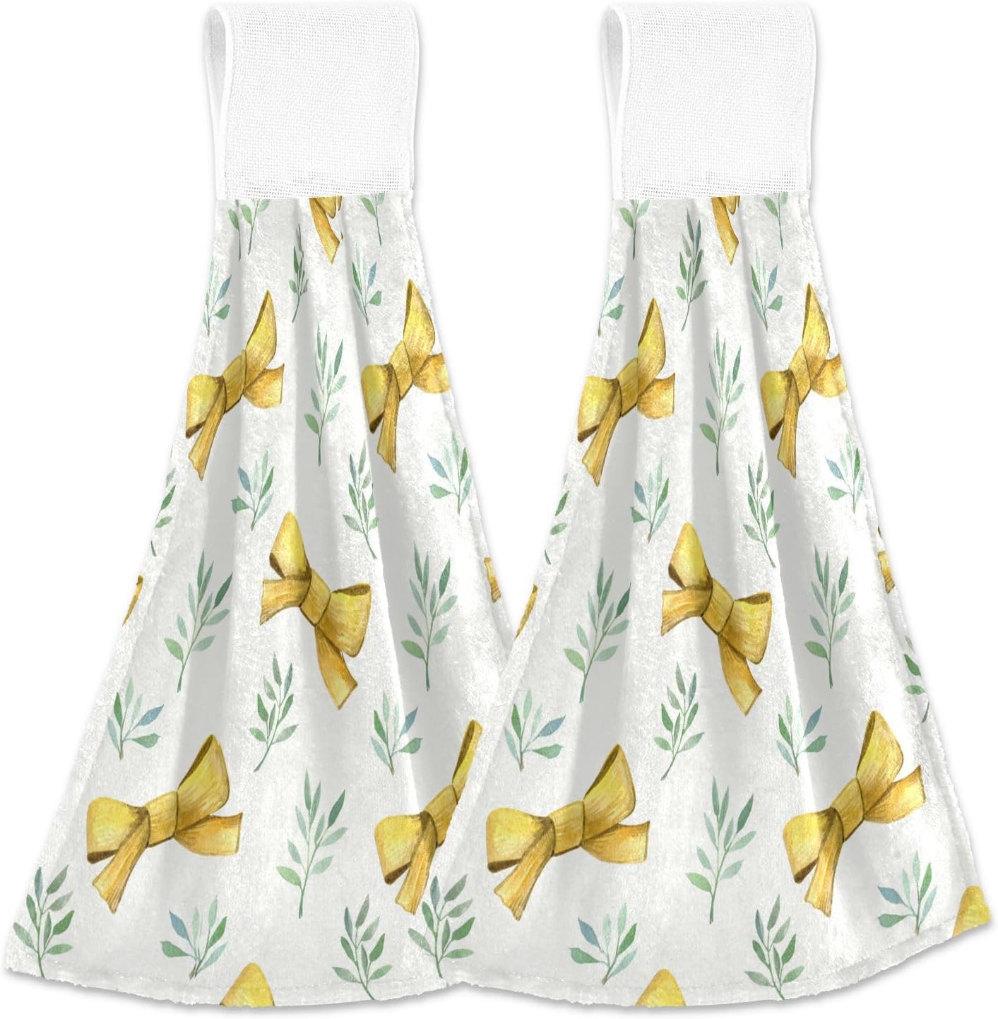GZHJMY Bows Twigs Hanging Tie Towels Set of 2, Soft Absorbent Kitchen ...