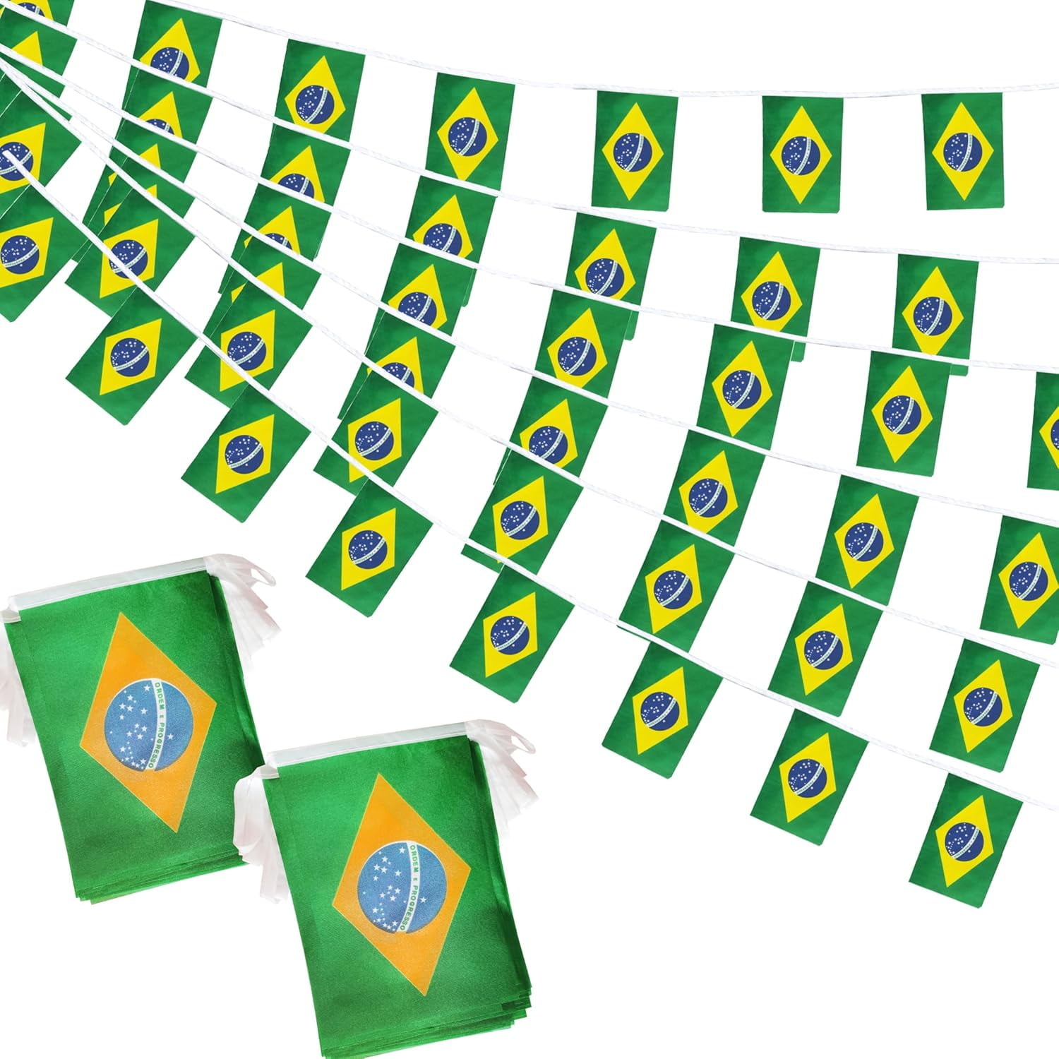 GZHJMY Brazil Brazilian Small String Banner Flags 66 Feet 60 Flags ...