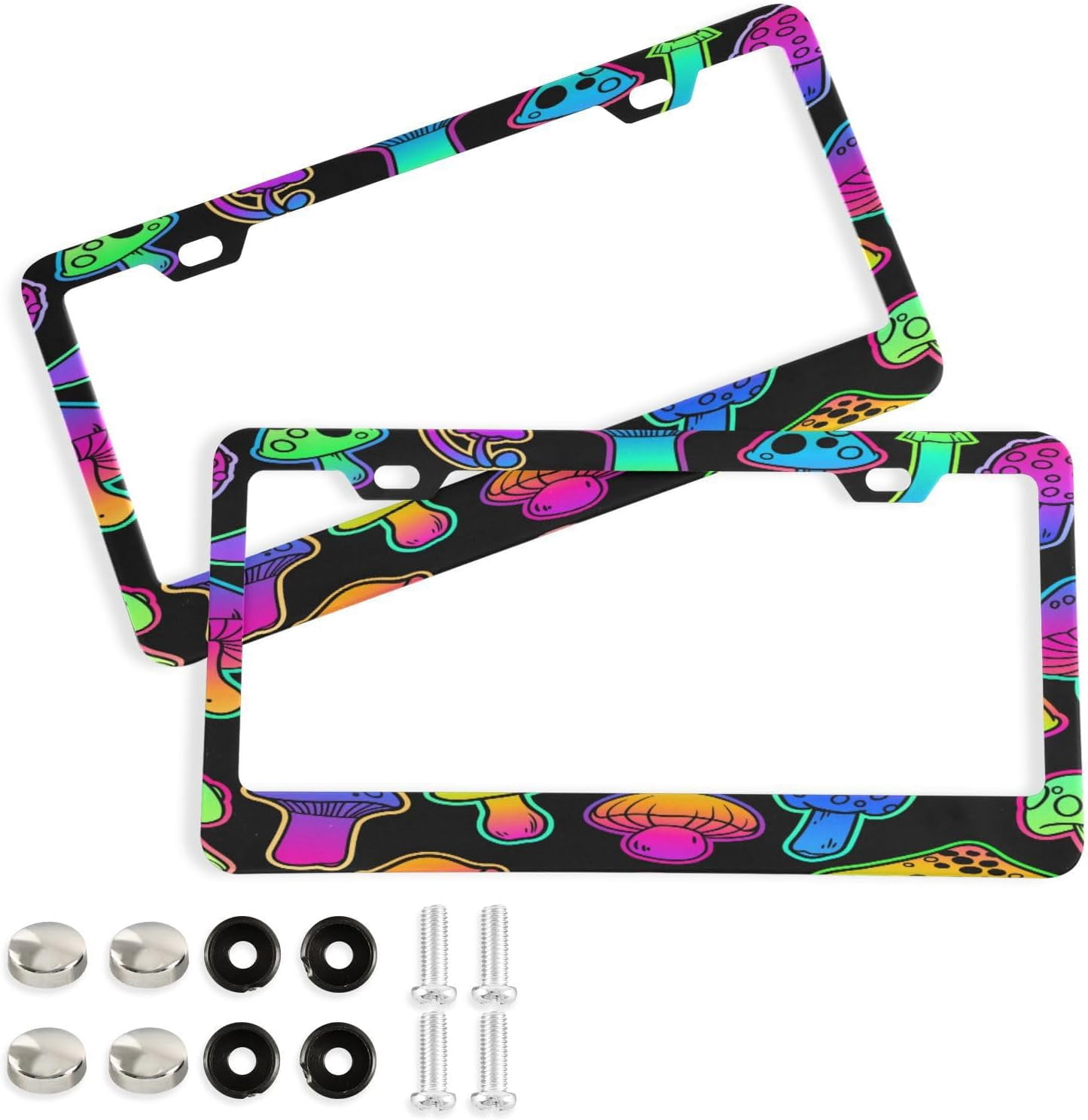 GZHJMY Bright Mushrooms Car License Plate Frame, 2 Pack Aluminum ...