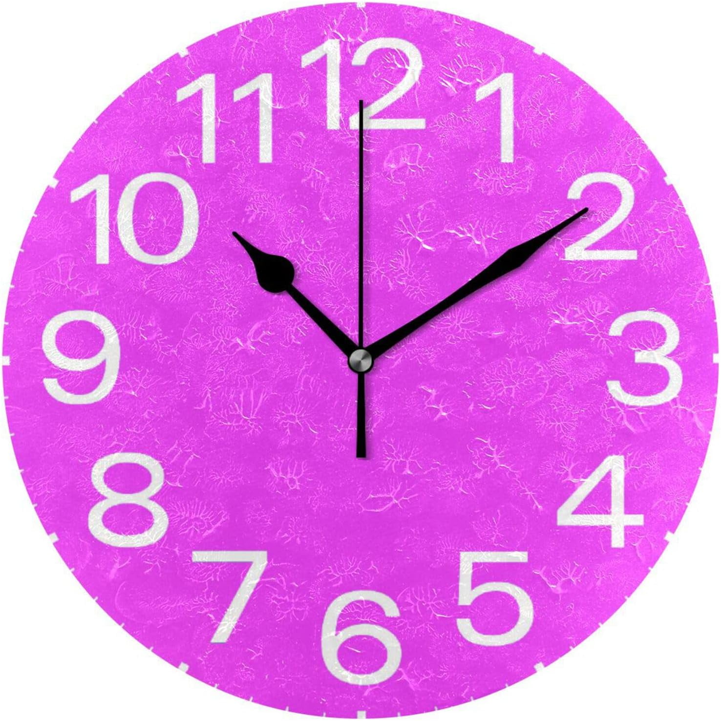 GZHJMY Bright Purple Wall Clock,Silent Non Ticking 10 Inch Battery ...