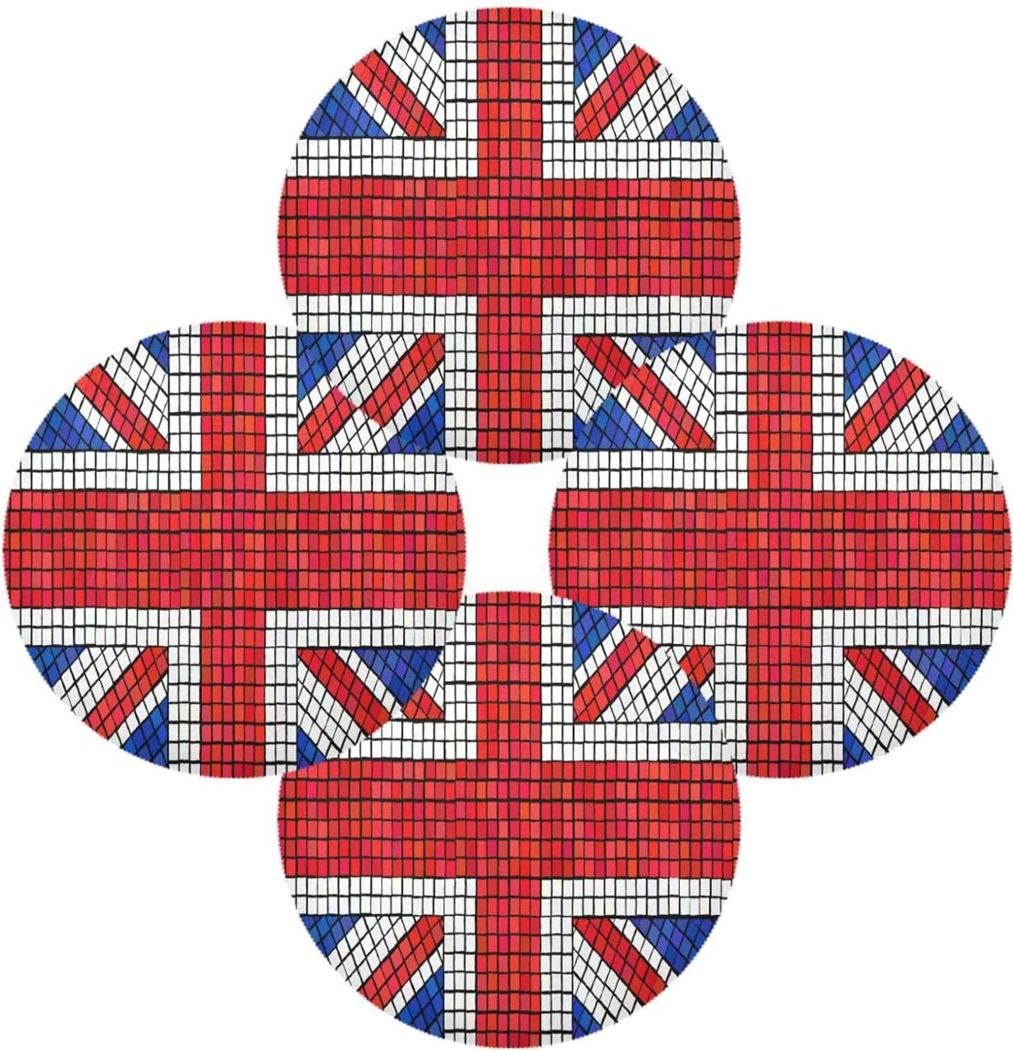 GZHJMY British Flag Round Placemats, 4 Pack Table Mats for Kitchen ...