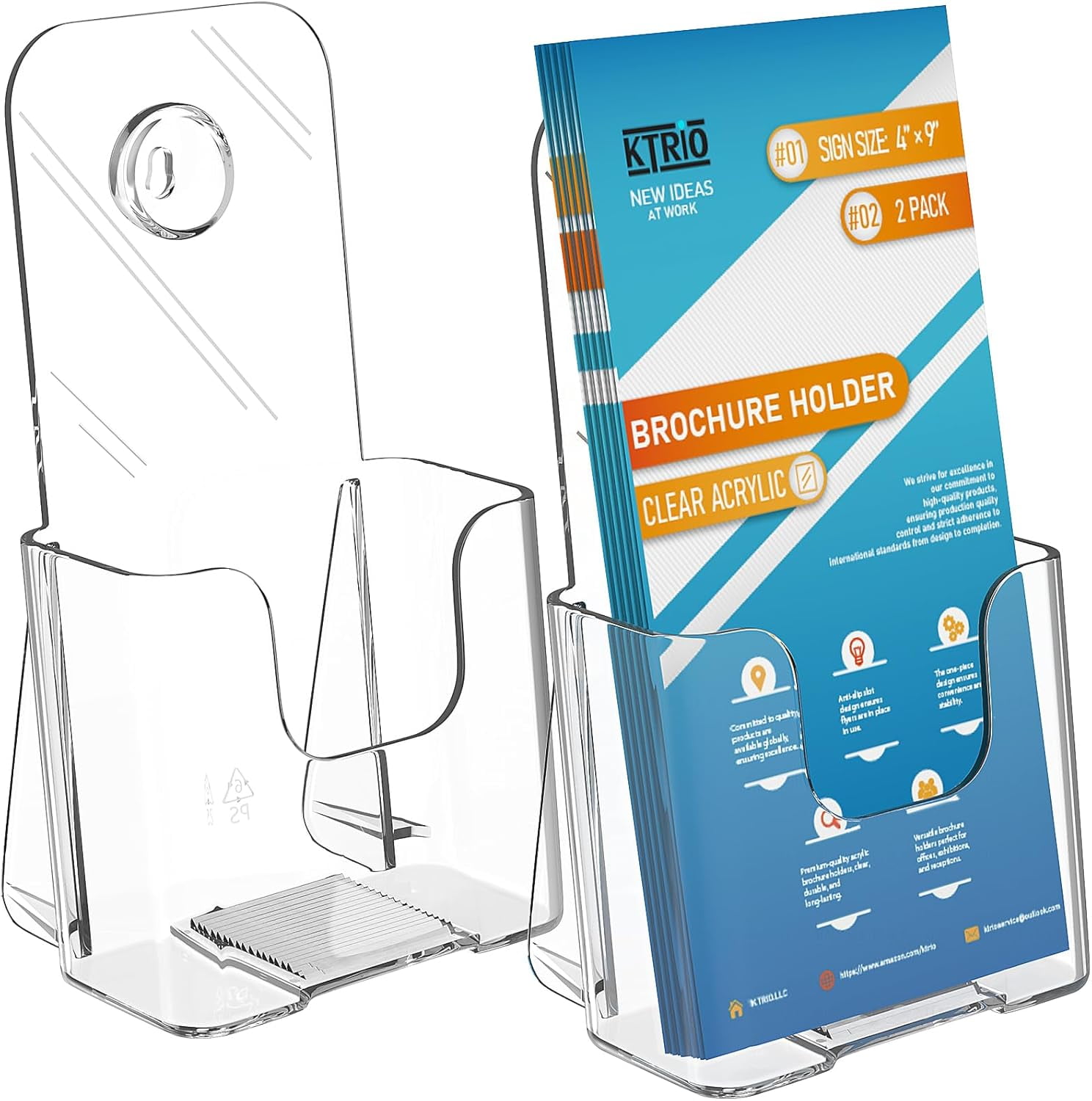 GZHJMY Brochure Holder Acrylic Display Stand 4 inch Wide, Plastic Flyer ...