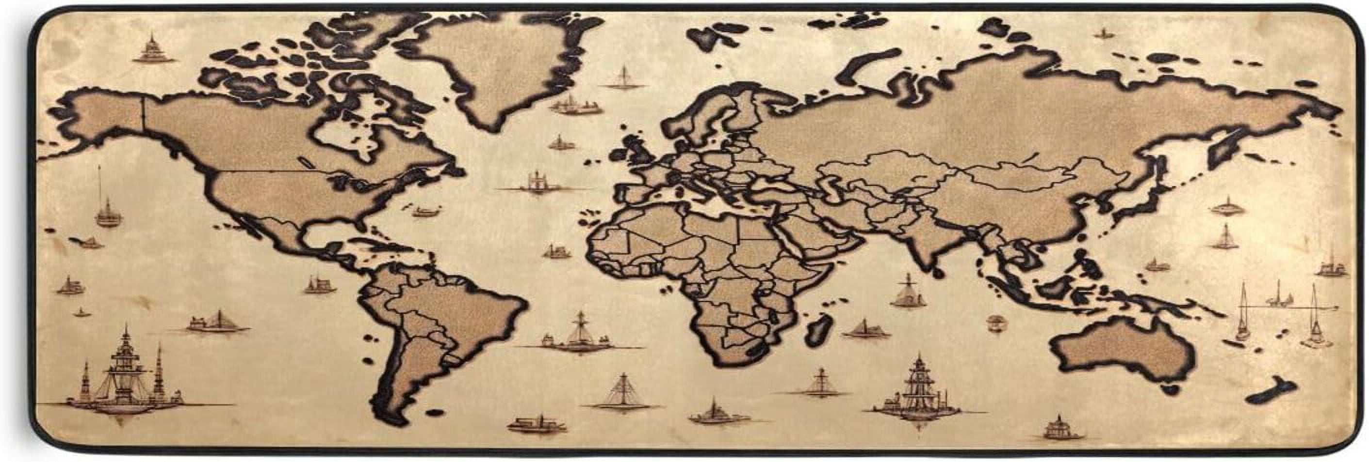 GZHJMY Brown Map Area Rug - 2' x 6' Washable Runner Rugs with Rubber ...