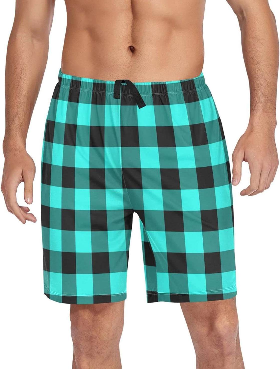GZHJMY Buffalo Plaid Pajama Pants Short for Men, Lounge Pants ...