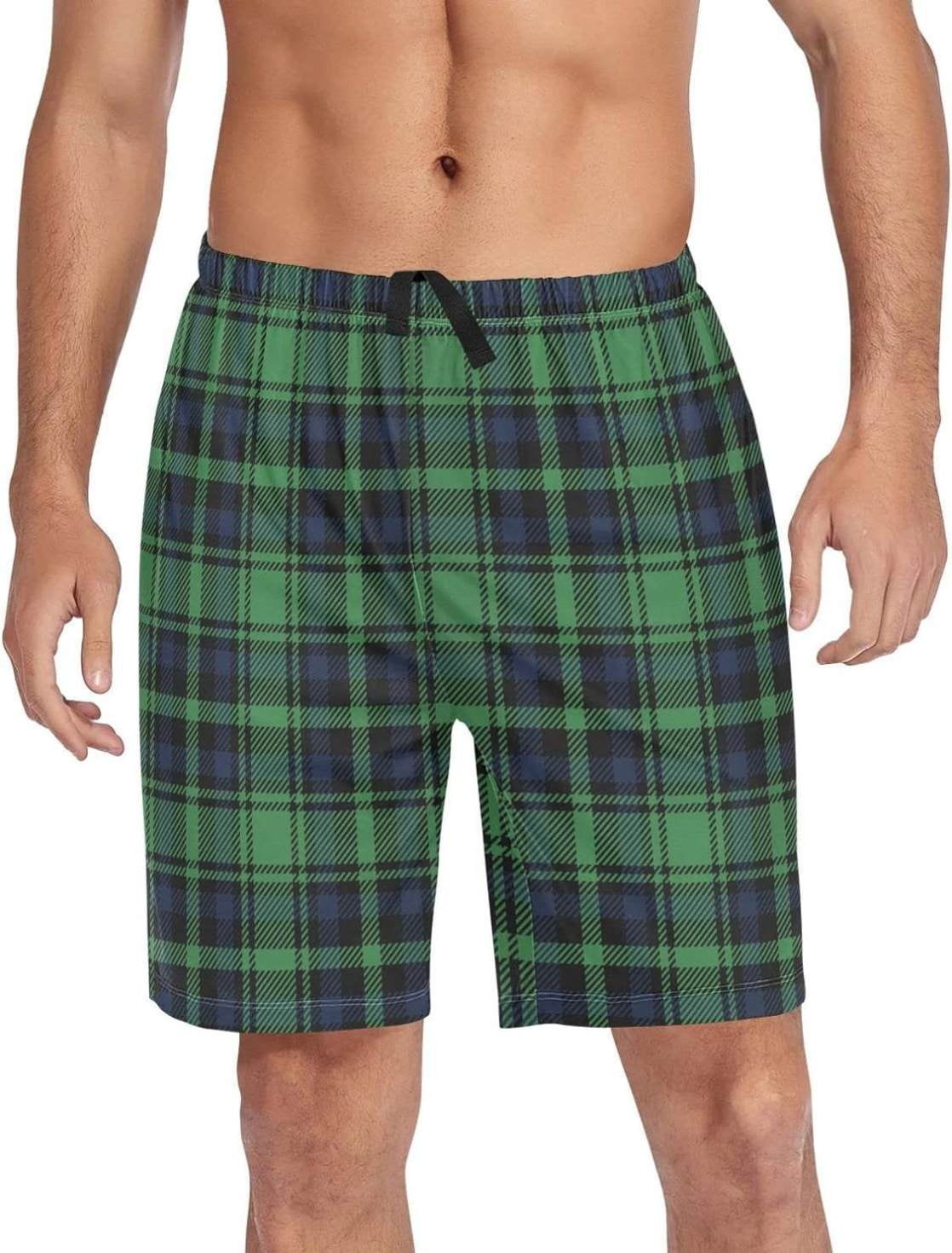 GZHJMY Buffalo Plaid Pajama Pants Short for Men, Lounge Pants ...