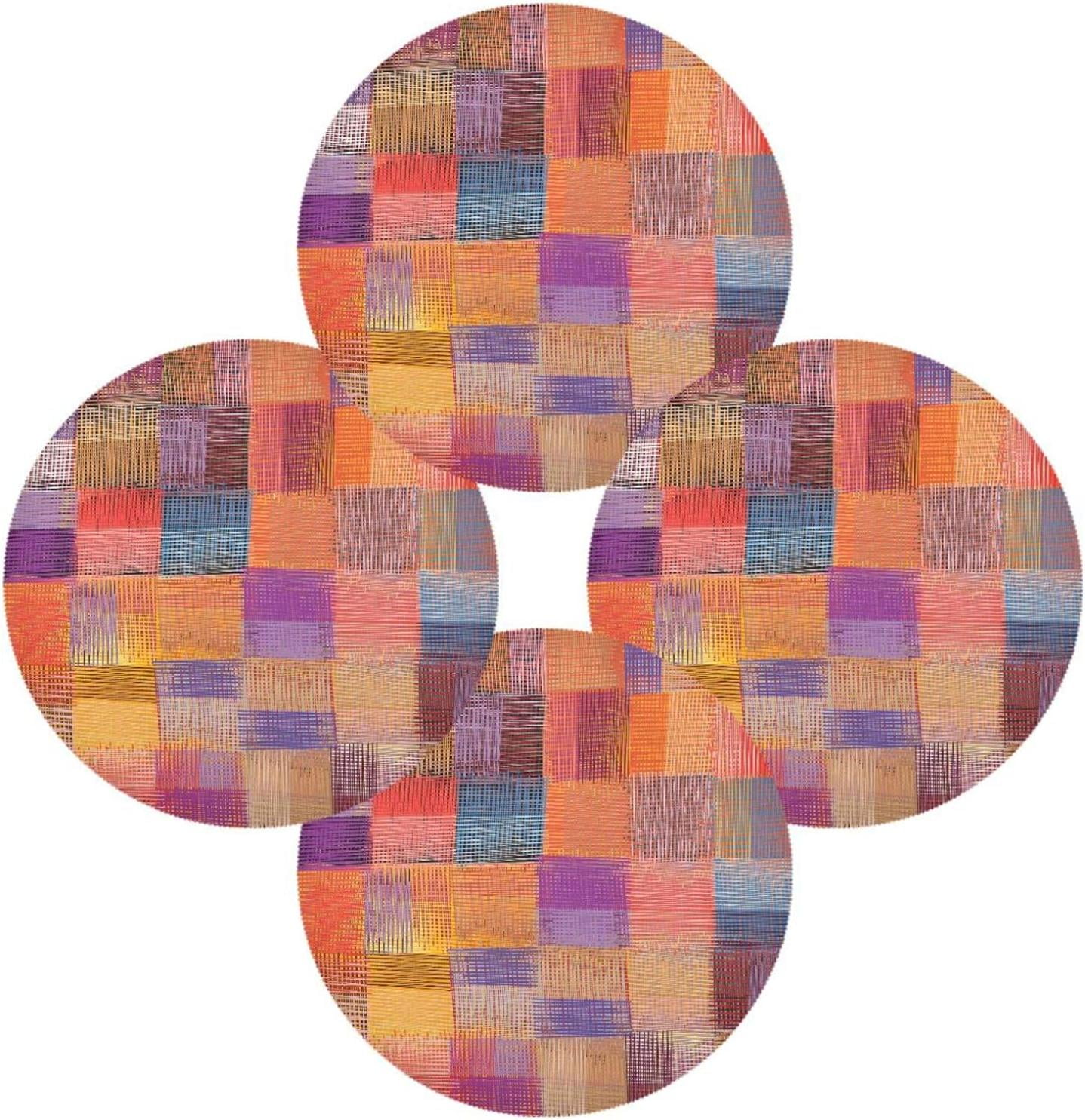 GZHJMY Buffalo Plaid Round Placemats Set of 4, Non-Slip Heat Resistant ...