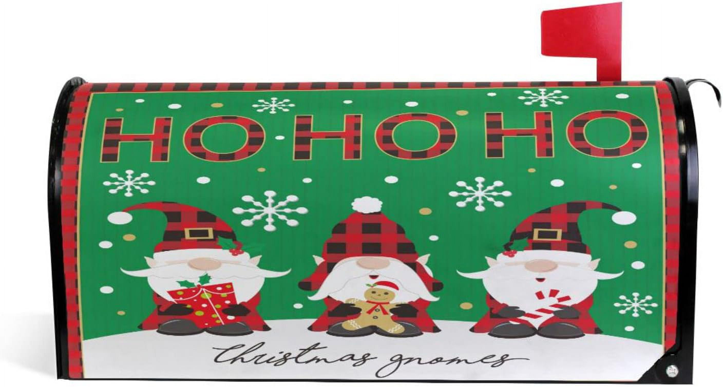 GZHJMY Buffalo Plaid Snowflake Christmas Gnomes Magnetic Mailbox Cover ...