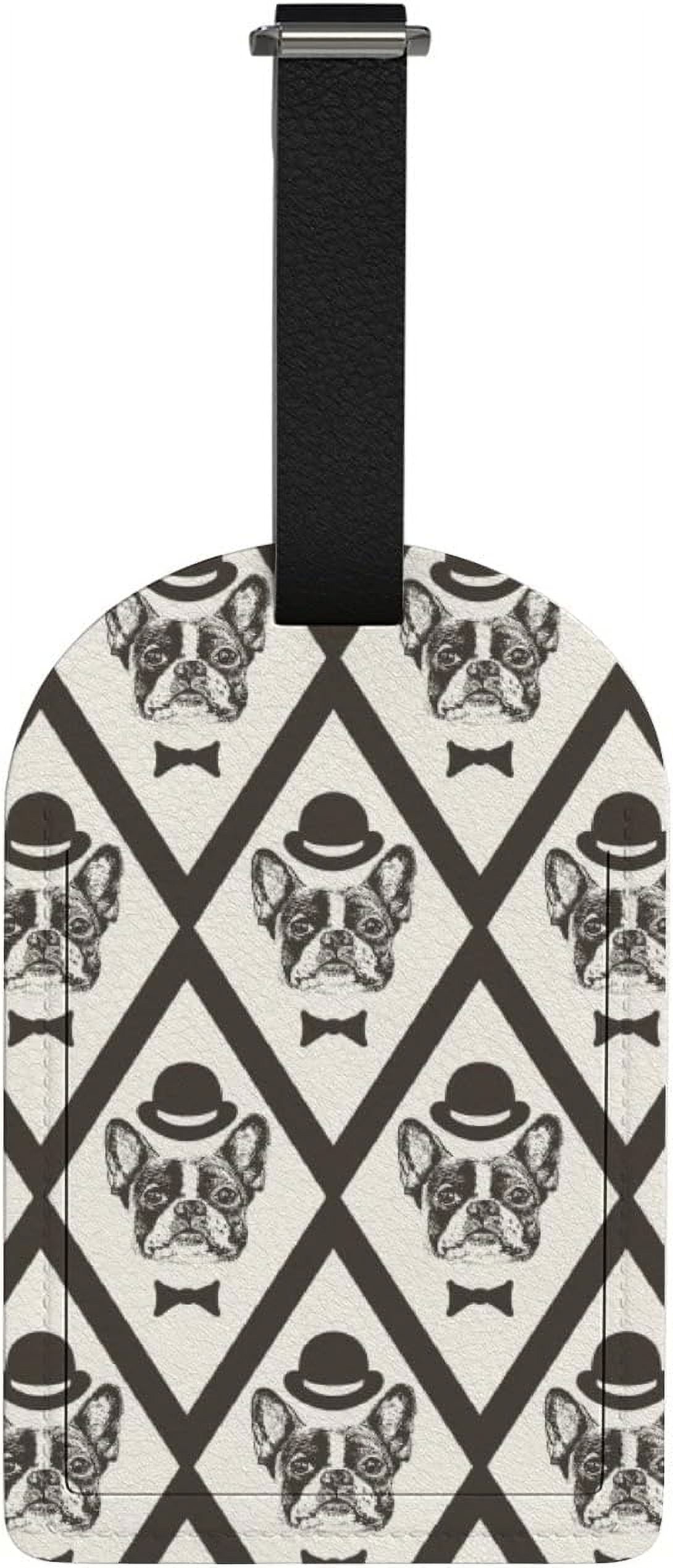 GZHJMY Bulldog Dog Plaid Seamless Luggage Tags 1 Piece, PU Leather ...