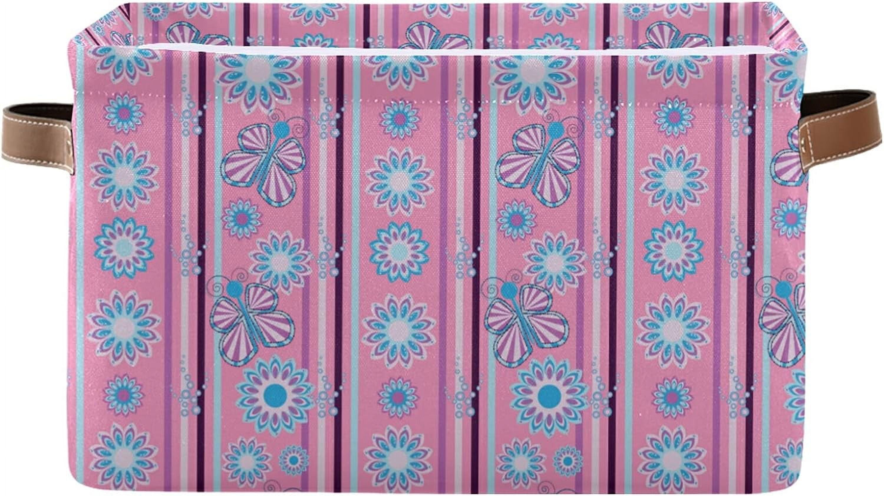 GZHJMY Butterflies And Flowers Storage Bin Collapsible with Handle ...