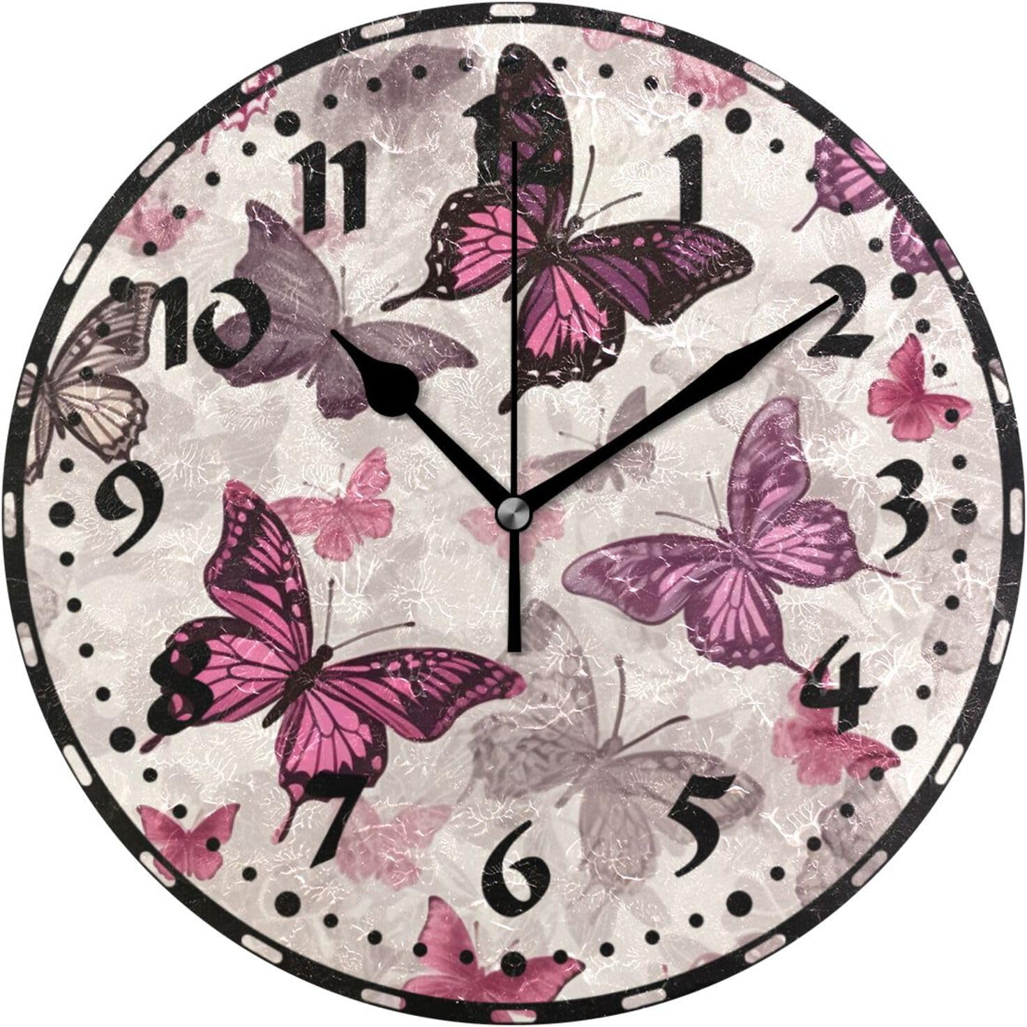 GZHJMY Butterflies Wall Clock, Silent Non Ticking 10 Inch Battery ...