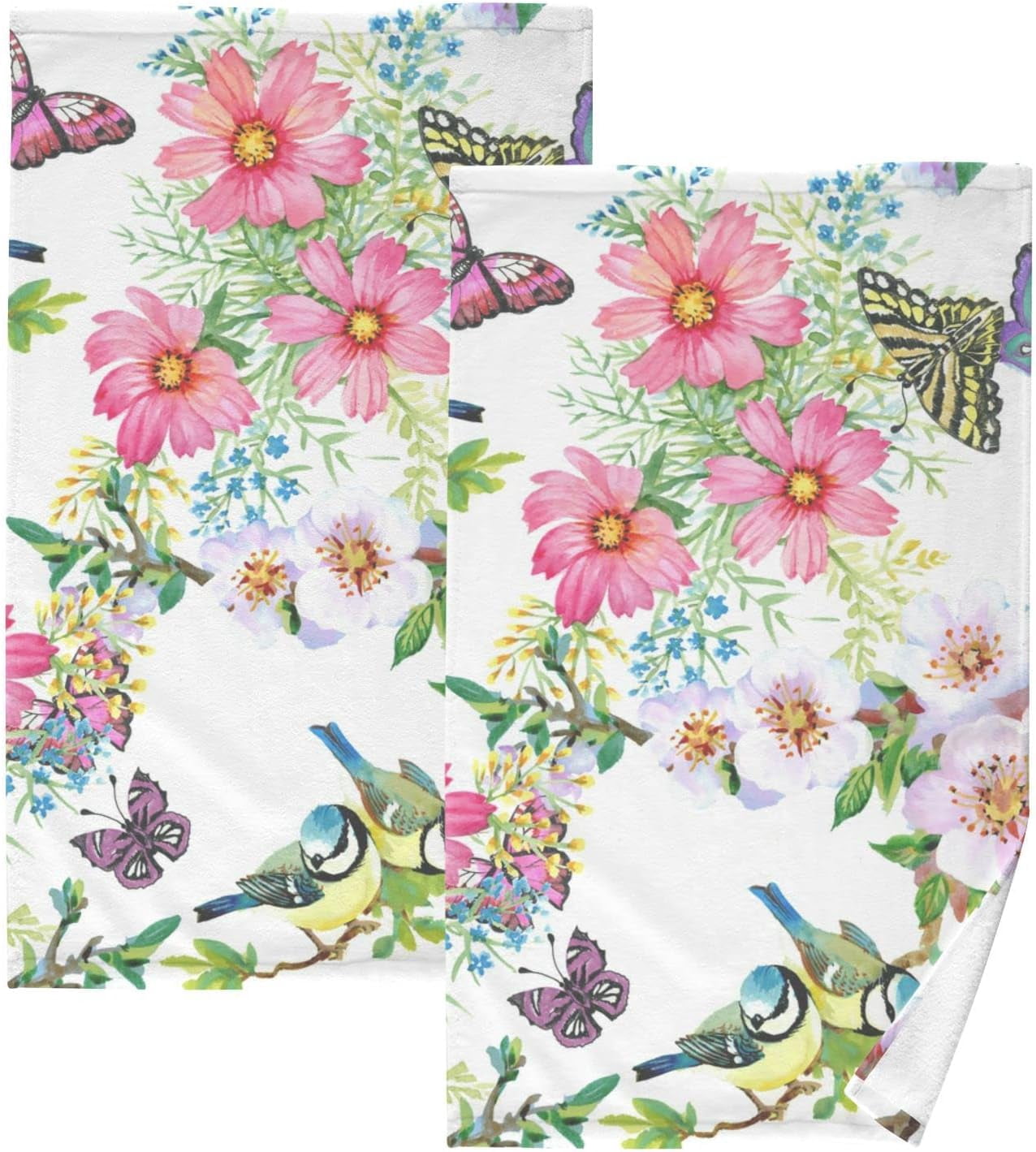 GZHJMY Butterfly Cotton Hand Towels, 2 Pack Absorbent Bath Towel ...