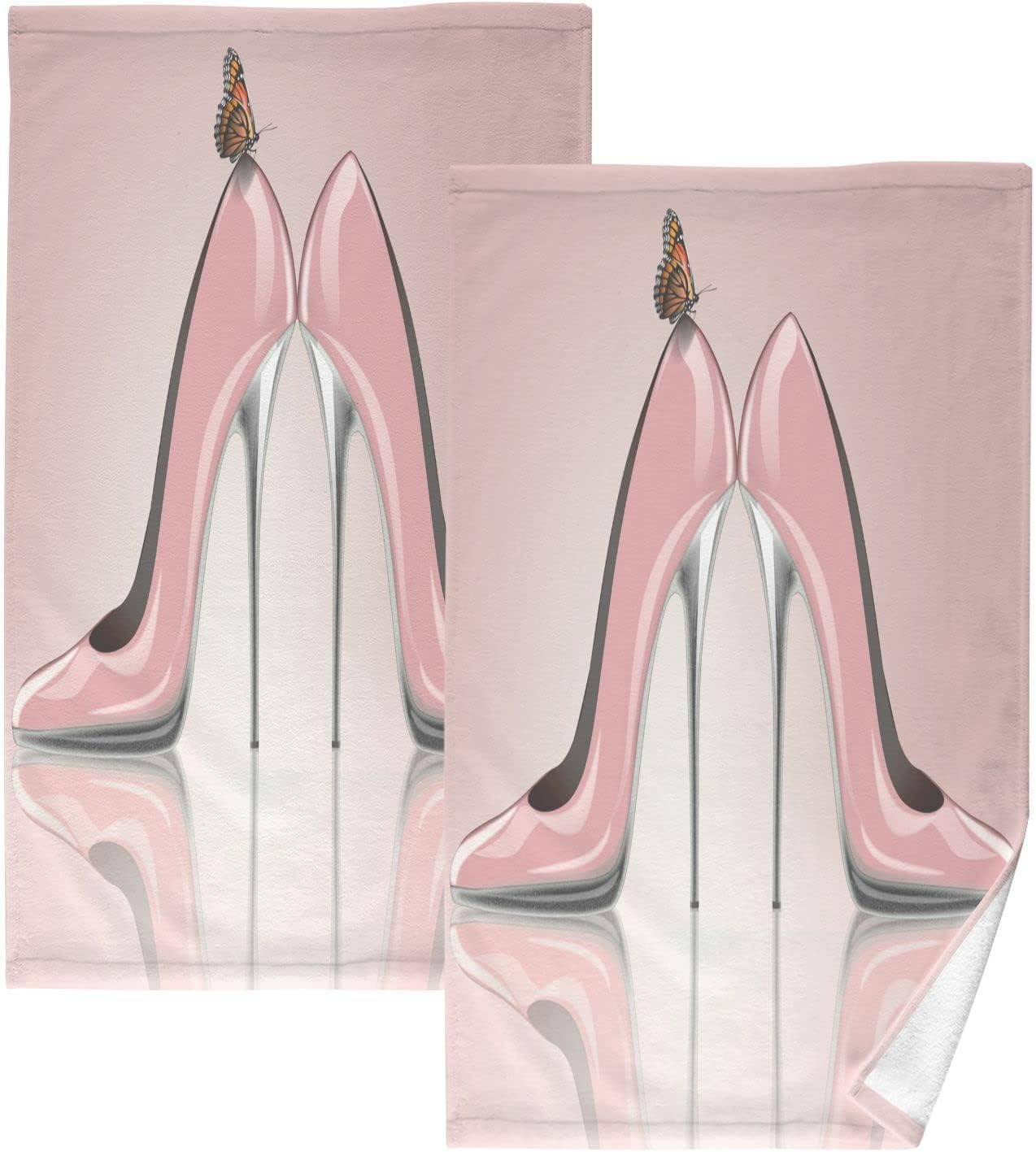 GZHJMY Butterfly Cotton Hand Towels, 2 Pack Absorbent Bath Towel ...