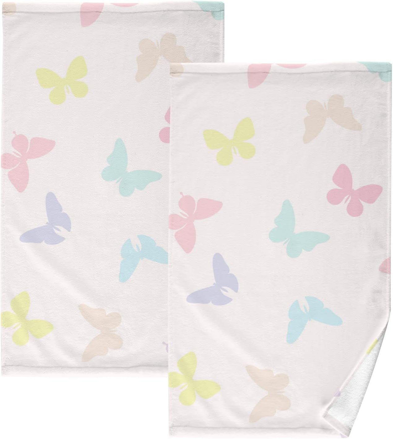 GZHJMY Butterfly Cotton Hand Towels, 2 Pack Absorbent Bath Towel ...