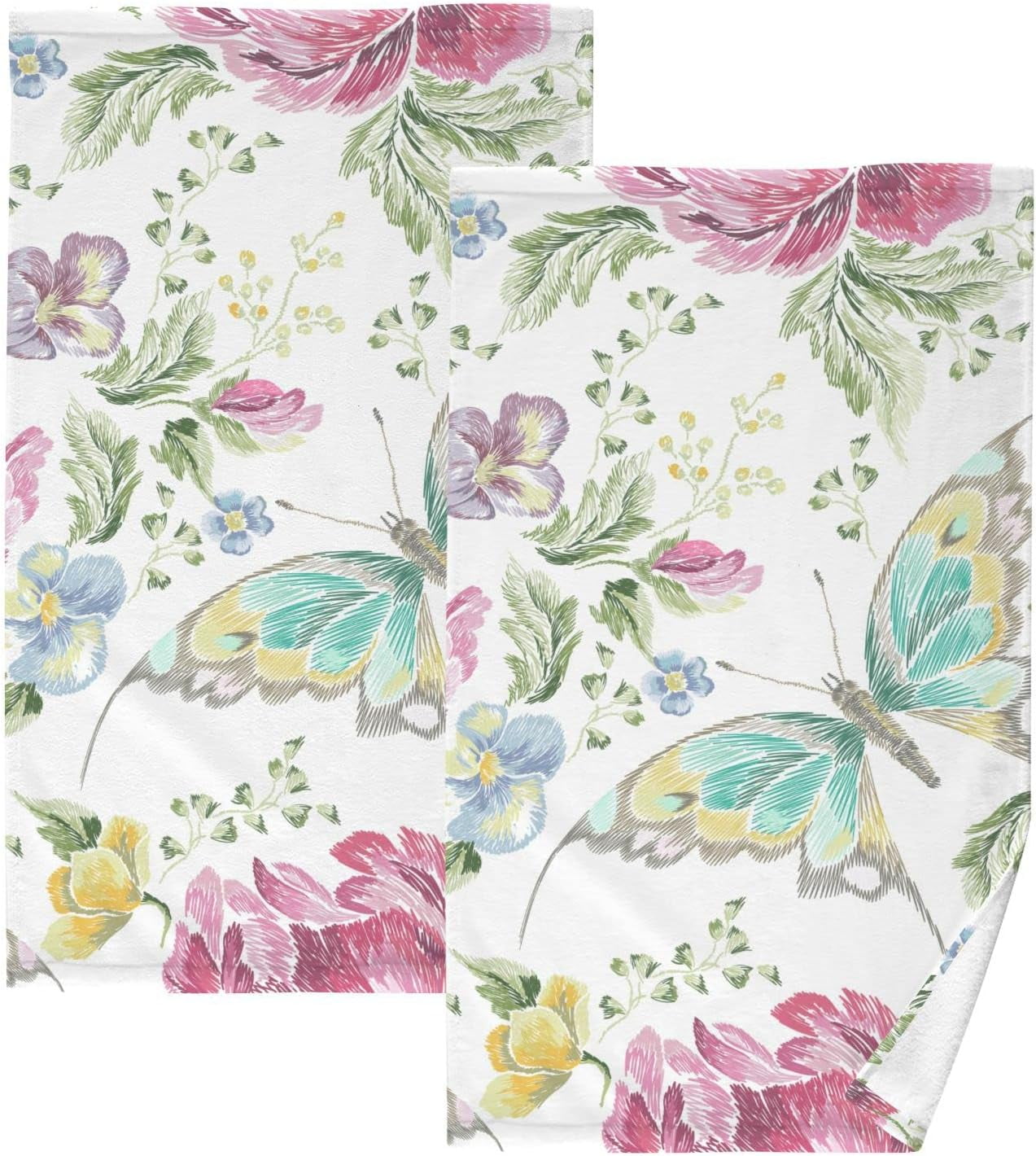 GZHJMY Butterfly Cotton Hand Towels, 2 Pack Absorbent Bath Towel ...