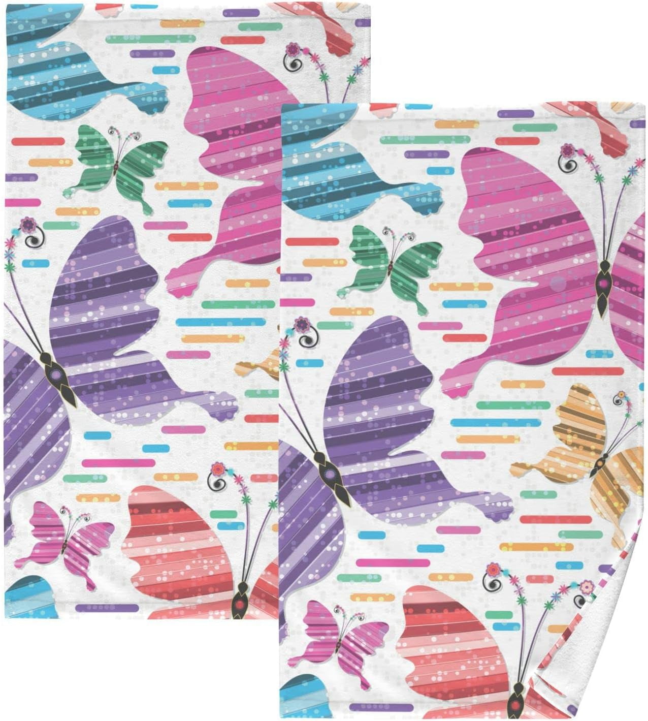 GZHJMY Butterfly Cotton Hand Towels, 2 Pack Absorbent Bath Towel ...