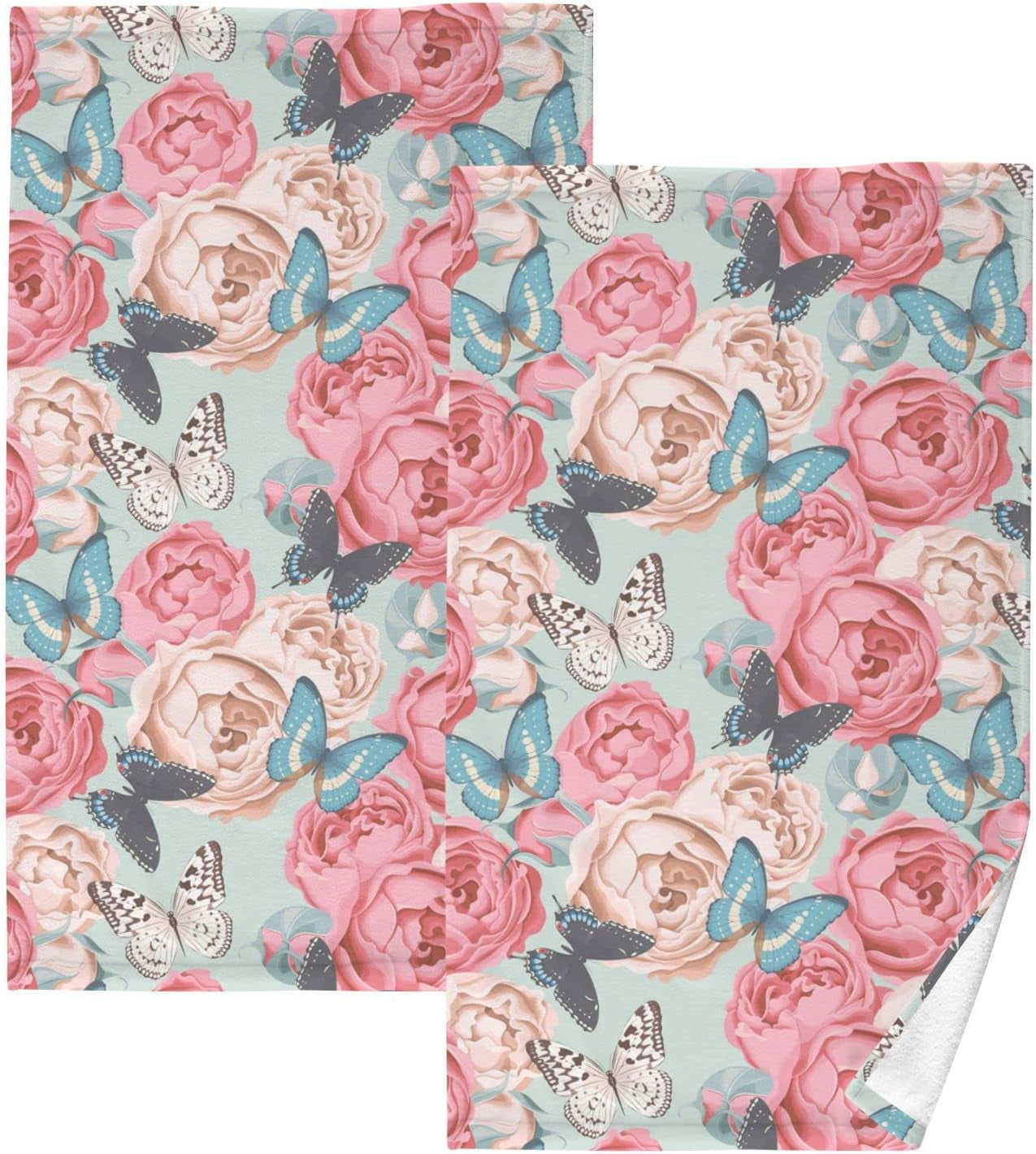 GZHJMY Butterfly Cotton Hand Towels, 2 Pack Absorbent Bath Towel ...