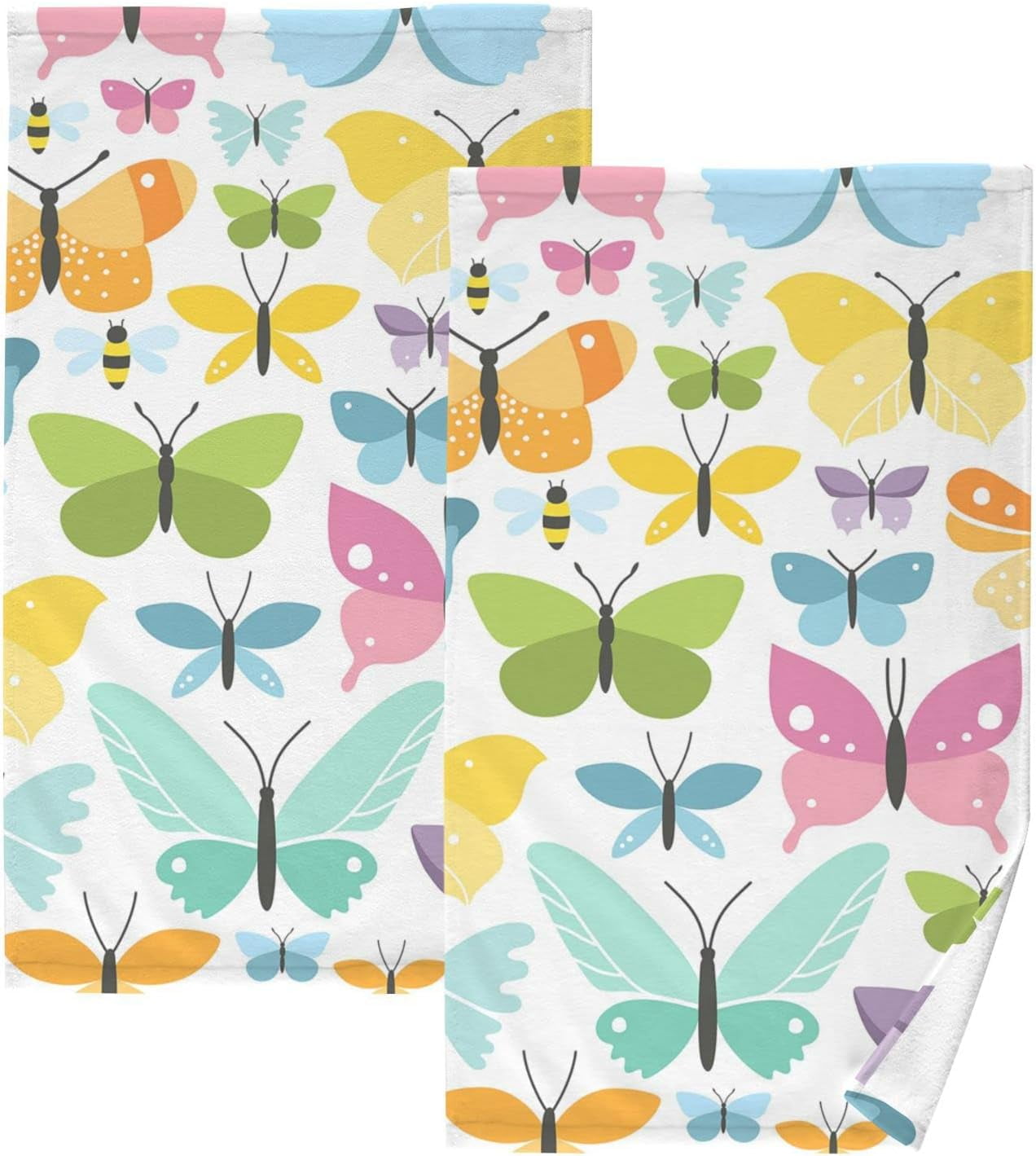 GZHJMY Butterfly Cotton Hand Towels, 2 Pack Absorbent Bath Towel ...