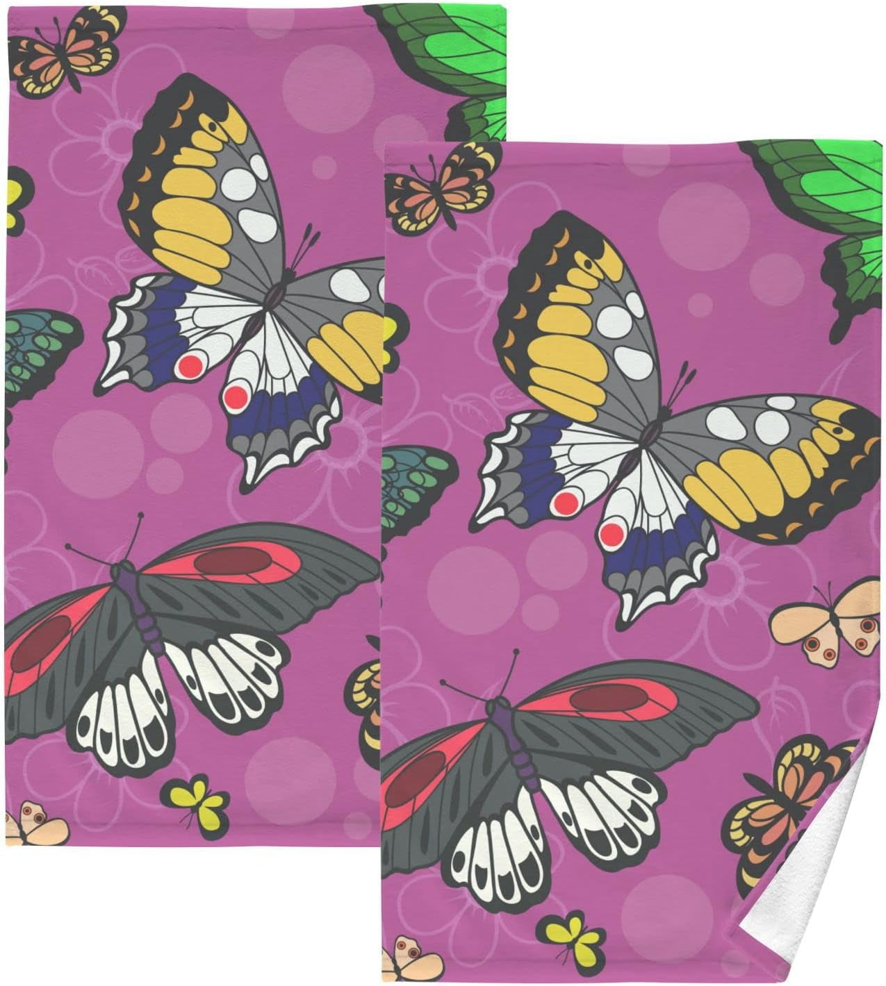 GZHJMY Butterfly Cotton Hand Towels, 2 Pack Absorbent Bath Towel ...