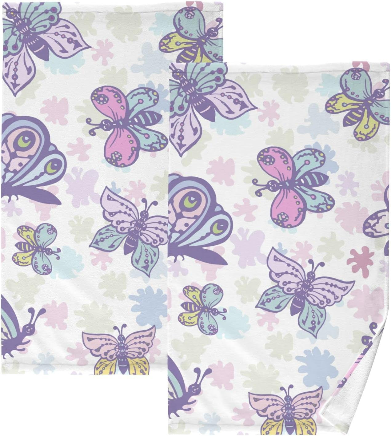 GZHJMY Butterfly Cotton Hand Towels, 2 Pack Absorbent Bath Towel ...