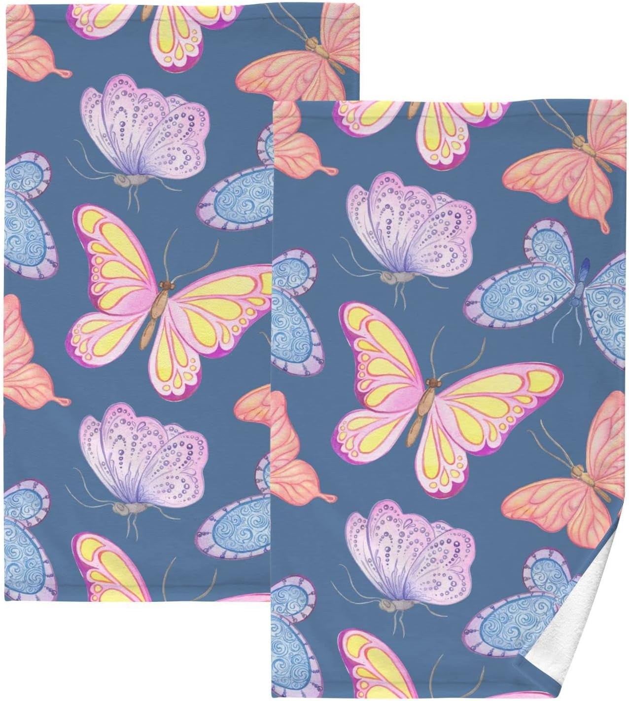 GZHJMY Butterfly Cotton Hand Towels, 2 Pack Absorbent Bath Towel ...