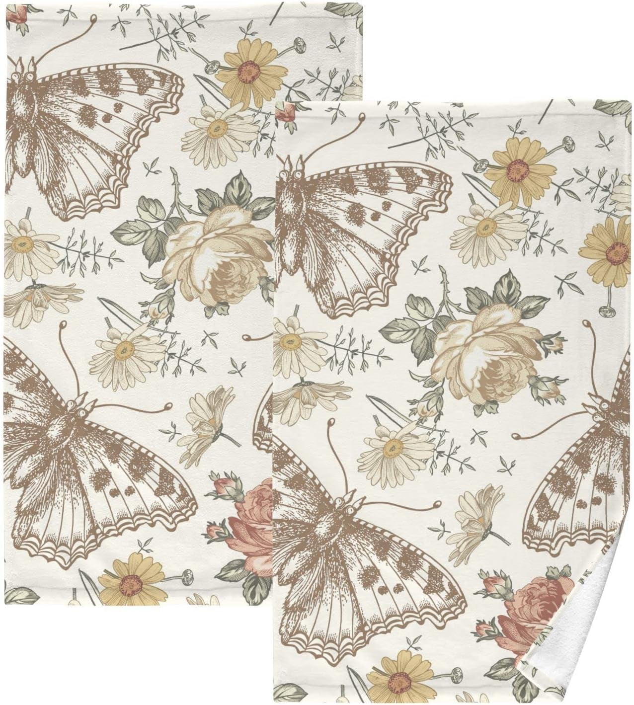 GZHJMY Butterfly Cotton Hand Towels, 2 Pack Absorbent Bath Towel ...