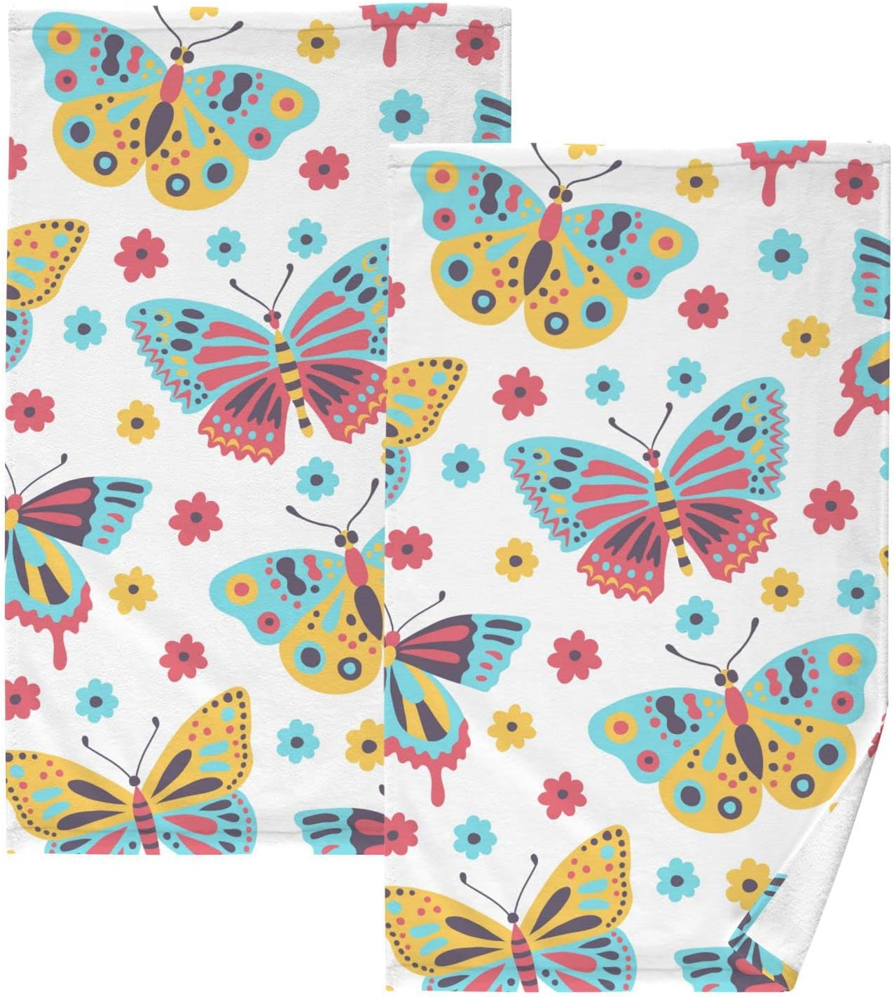 GZHJMY Butterfly Cotton Hand Towels, 2 Pack Absorbent Bath Towel ...