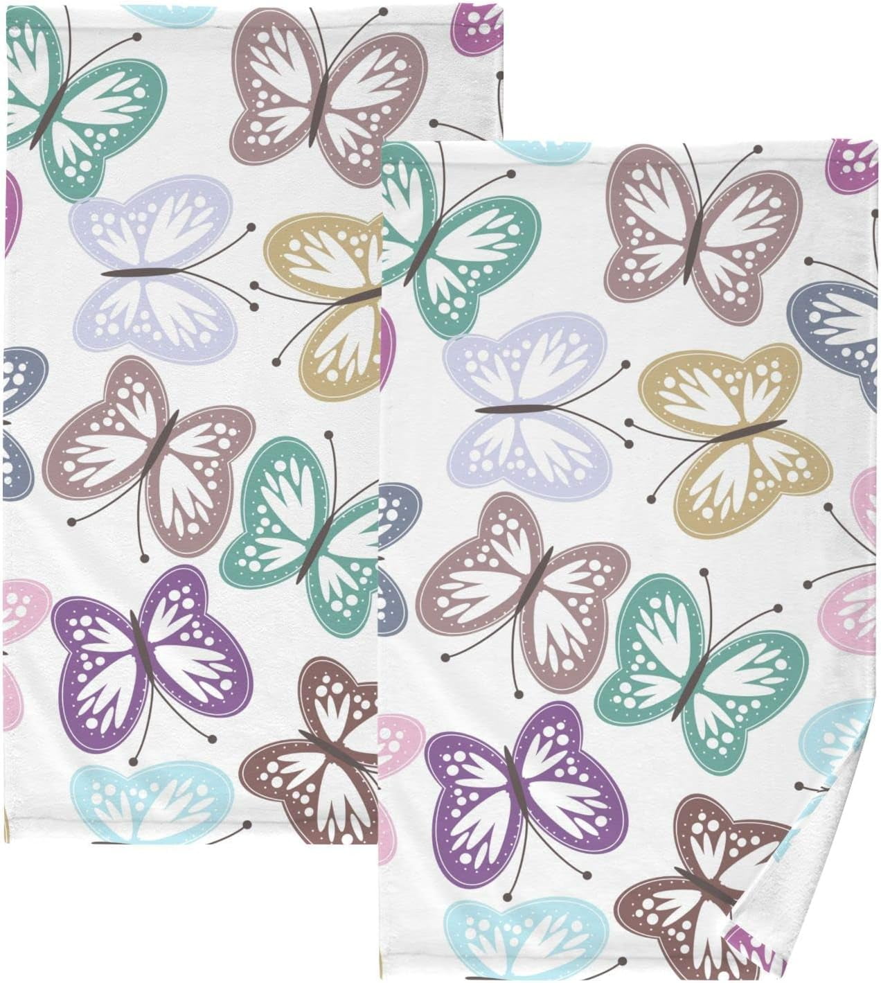 GZHJMY Butterfly Cotton Hand Towels, 2 Pack Absorbent Bath Towel ...