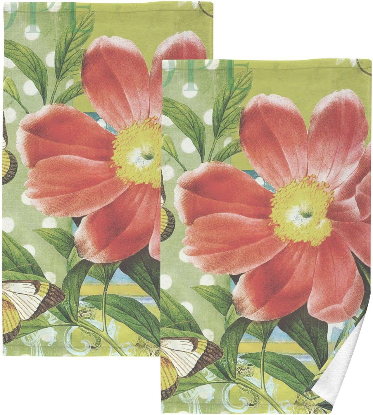 GZHJMY Butterfly Cotton Hand Towels, 2 Pack Absorbent Bath Towel ...