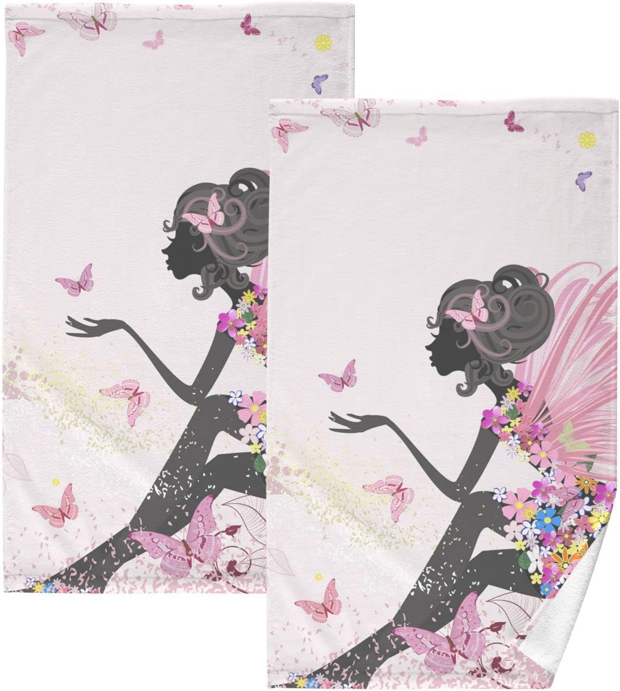 GZHJMY Butterfly Cotton Hand Towels, 2 Pack Absorbent Bath Towel ...