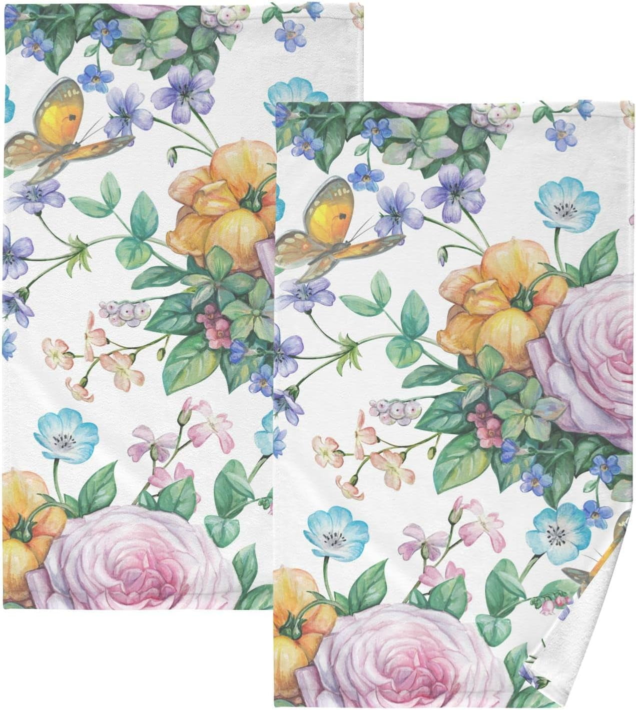 GZHJMY Butterfly Cotton Hand Towels, 2 Pack Absorbent Bath Towel ...