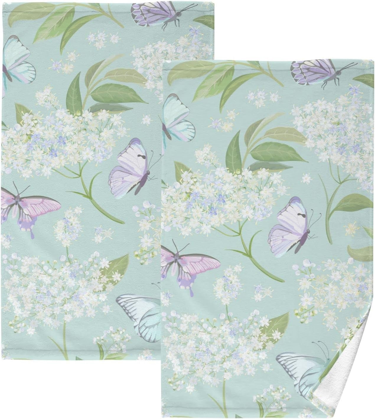 GZHJMY Butterfly Cotton Hand Towels, 2 Pack Absorbent Bath Towel ...