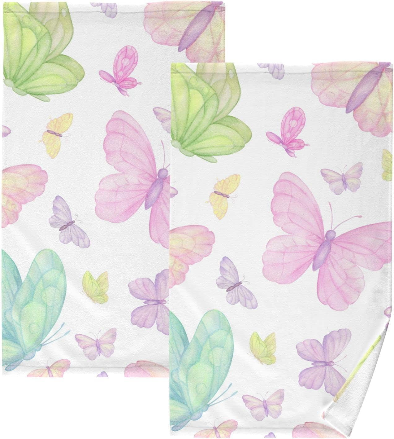 GZHJMY Butterfly Cotton Hand Towels, 2 Pack Absorbent Bath Towel ...