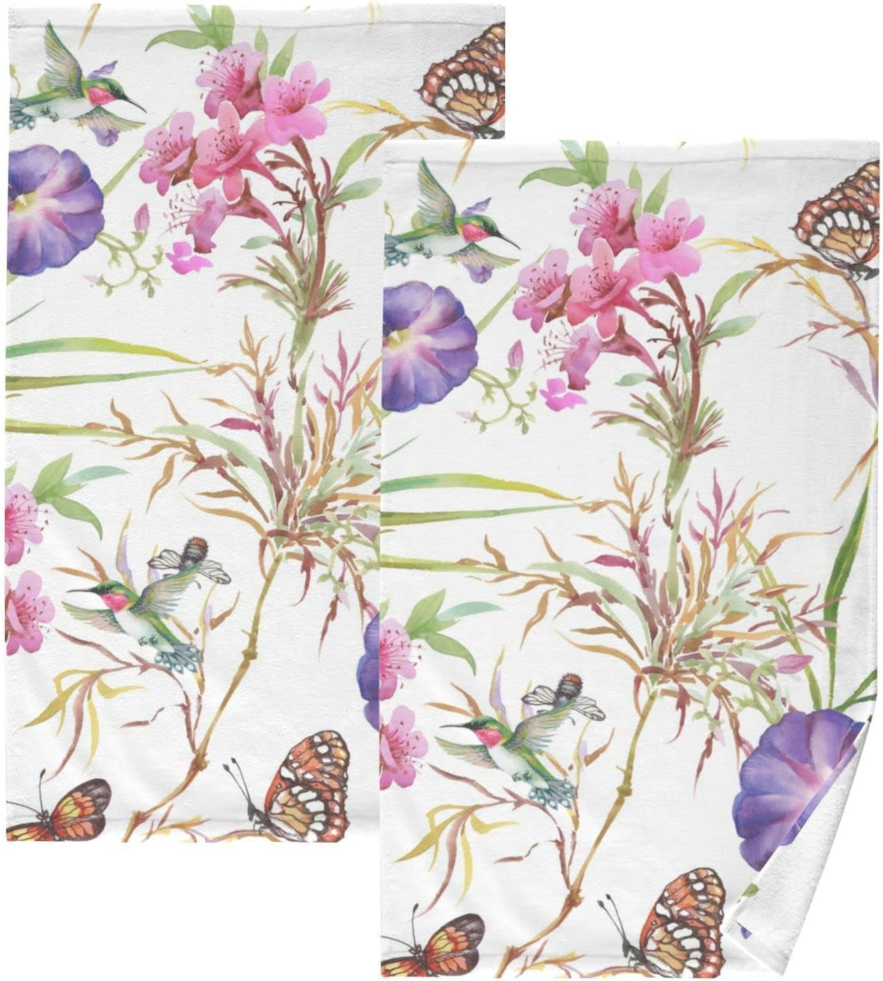 GZHJMY Butterfly Cotton Hand Towels, 2 Pack Absorbent Bath Towel ...