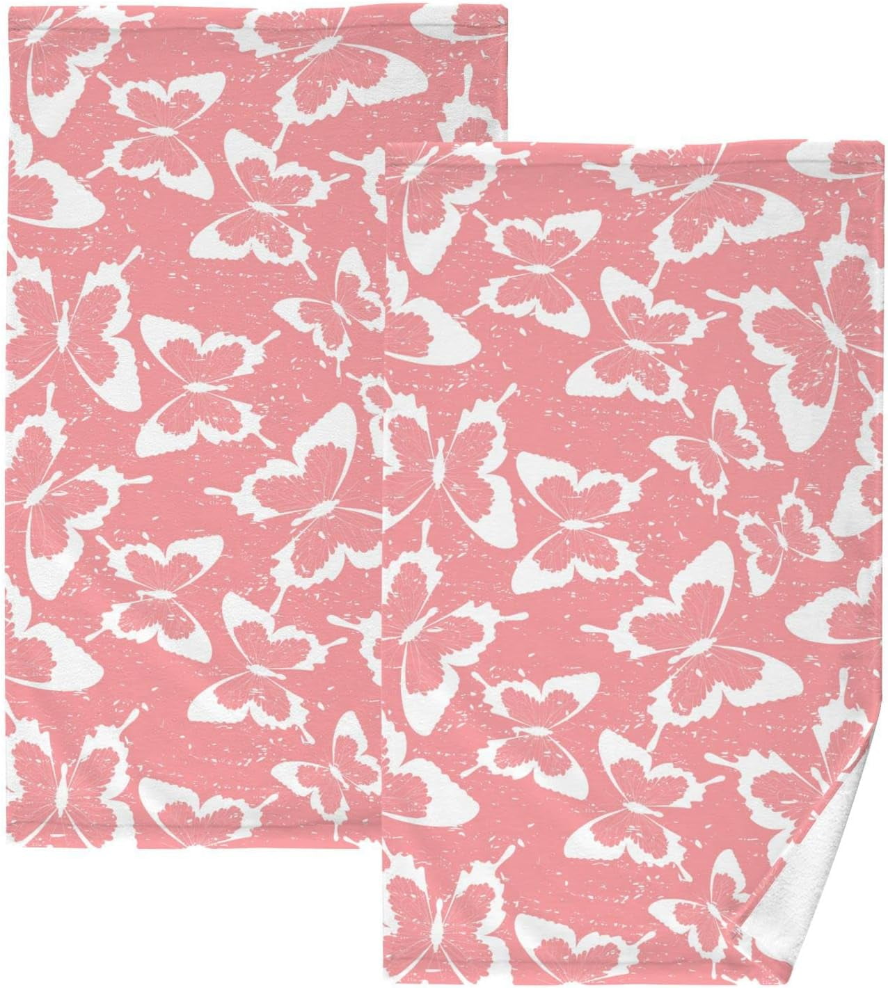 GZHJMY Butterfly Cotton Hand Towels, 2 Pack Absorbent Bath Towel ...