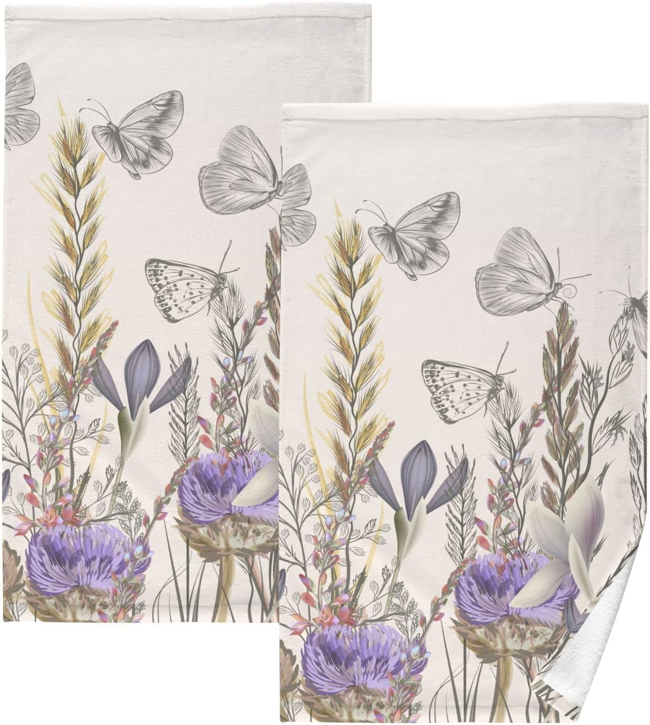 GZHJMY Butterfly Cotton Hand Towels, 2 Pack Absorbent Bath Towel ...