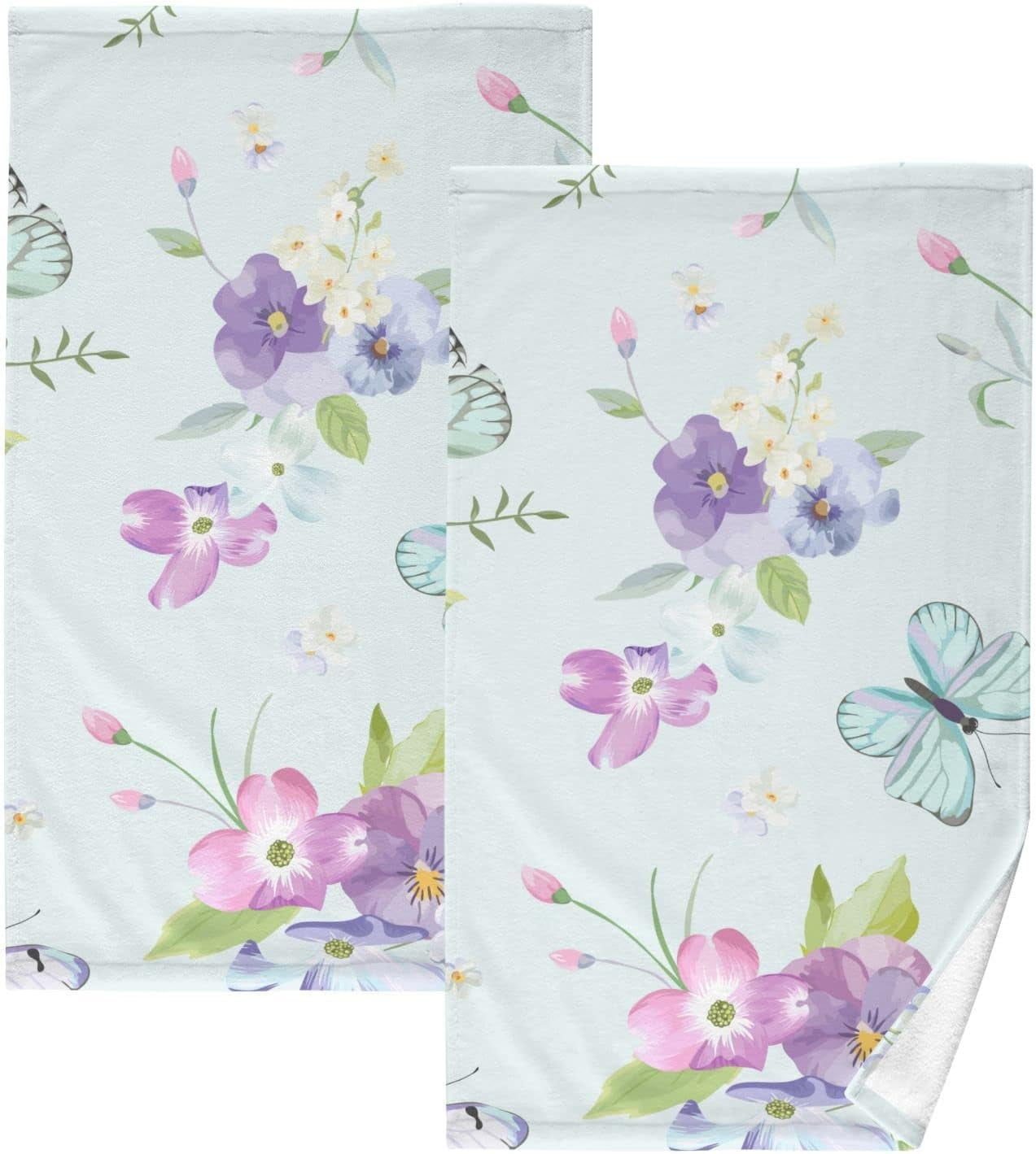 GZHJMY Butterfly Cotton Hand Towels, 2 Pack Absorbent Bath Towel ...