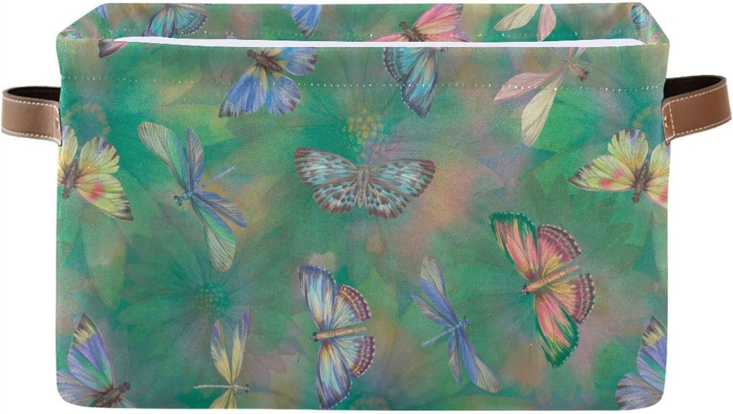 GZHJMY Butterfly Dragonfly Storage Basket with Handles Collapsible ...