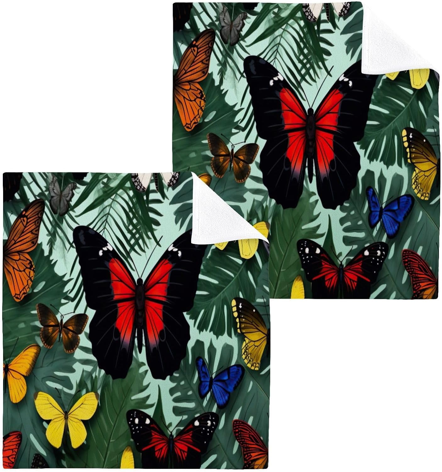 GZHJMY Butterfly Palm Cotton Washcloths Set of 4, 12"x12" Super Soft ...