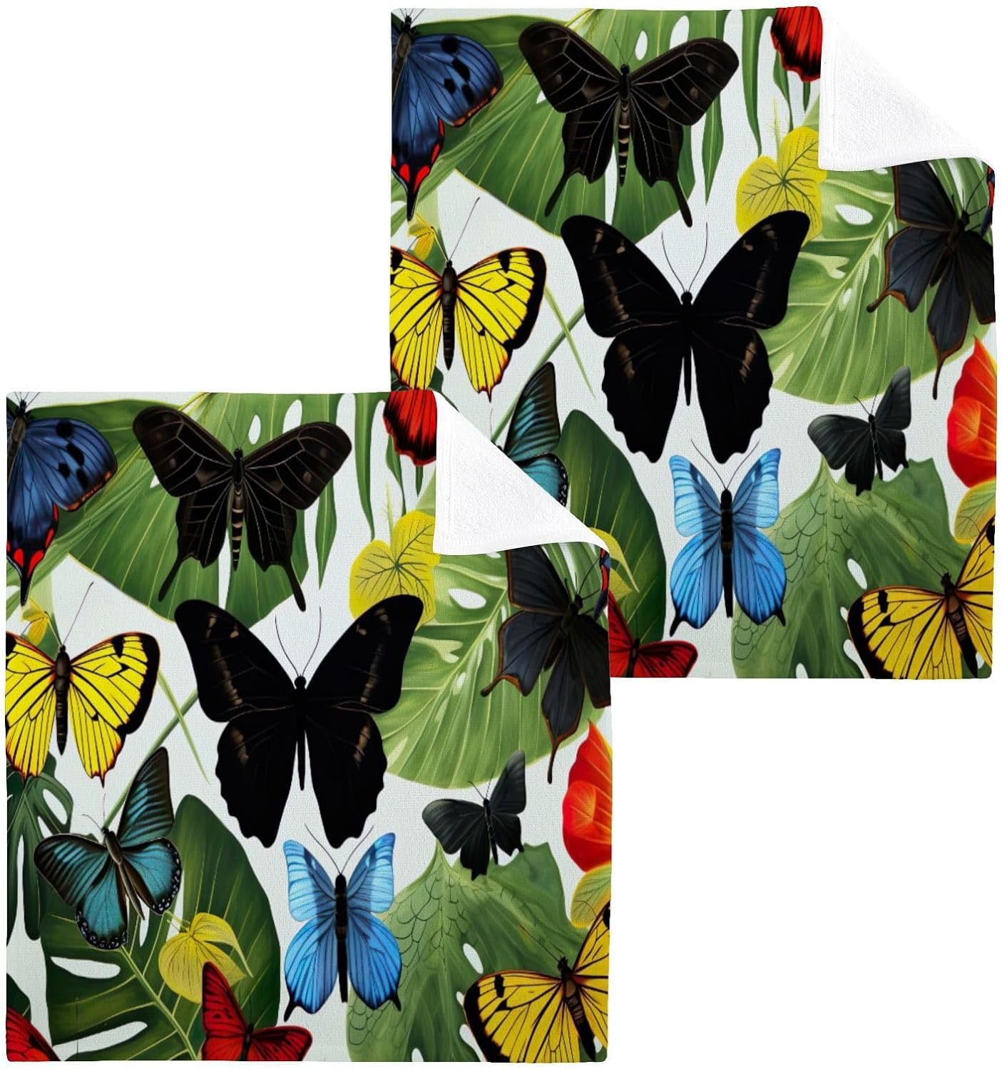 GZHJMY Butterfly Palm Cotton Washcloths Set of 4, 12"x12" Super Soft ...
