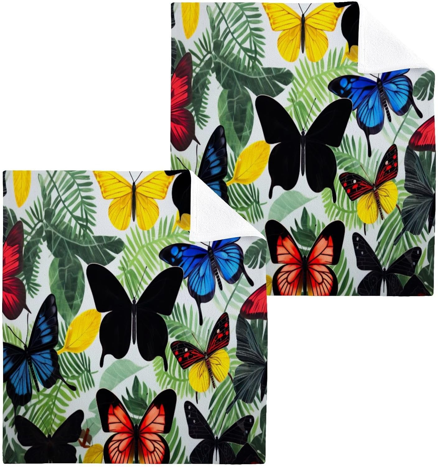 GZHJMY Butterfly Palm Cotton Washcloths Set of 4, 12"x12" Super Soft ...