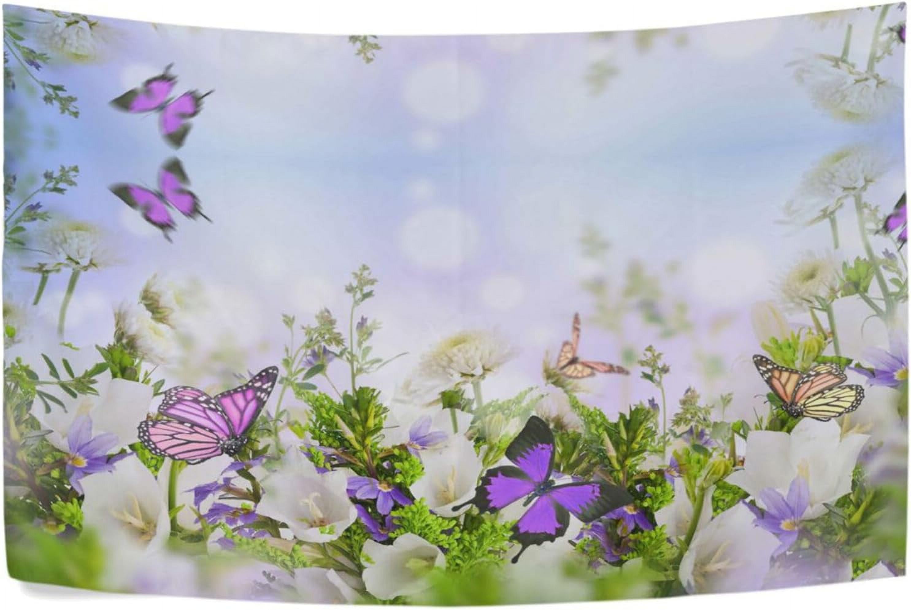 GZHJMY Butterfly Wildflower Tapestry Aesthetic Tapestry for Bedroom ...
