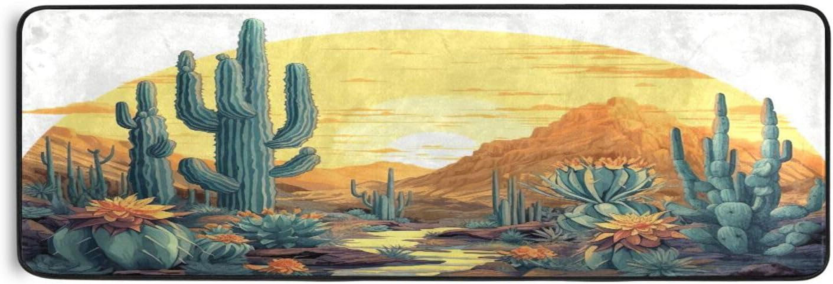 GZHJMY Cactus Plants Area Rug - 2' x 6' Washable Runner Rugs with ...